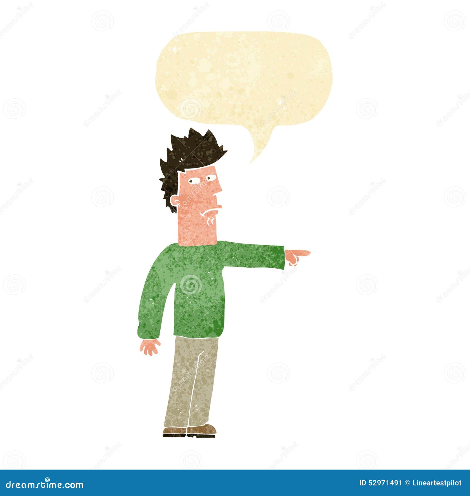 Cartoon Man Pointing with Speech Bubble Stock Illustration ...