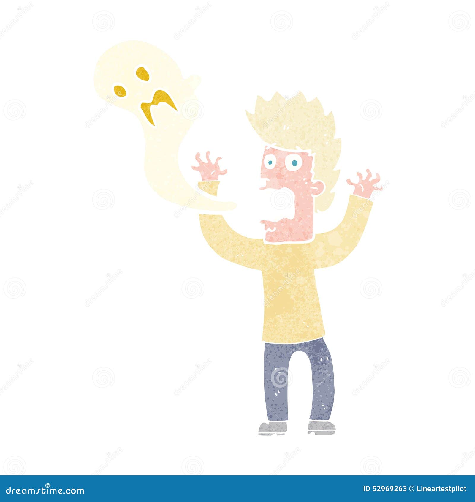 Cartoon Man Possessed by Ghost Stock Illustration - Illustration of ...