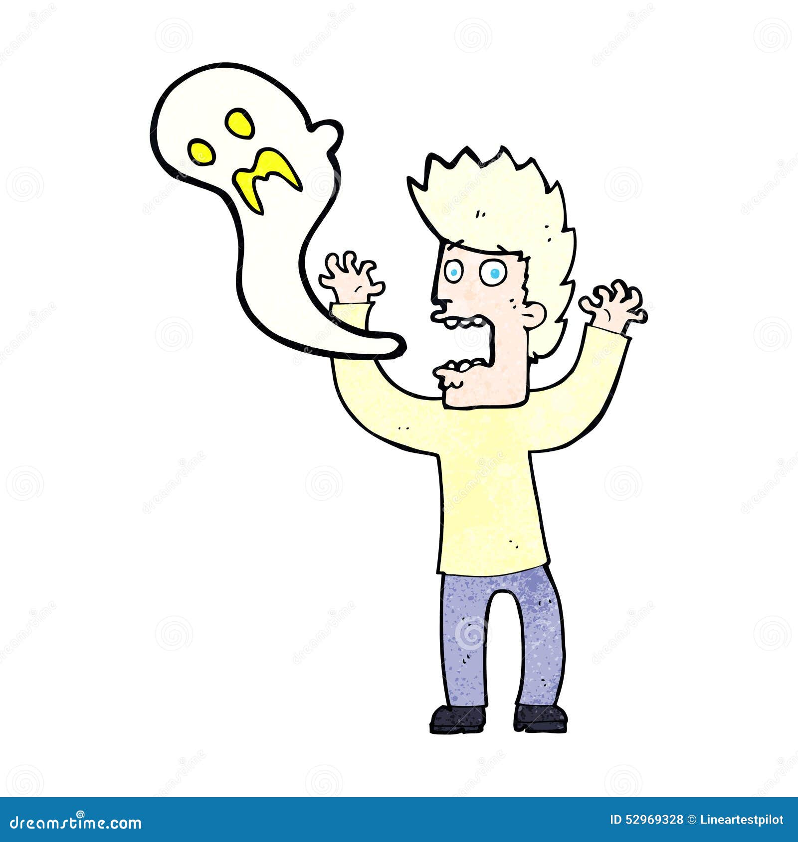 Cartoon Man Possessed by Ghost Stock Illustration - Illustration of ...
