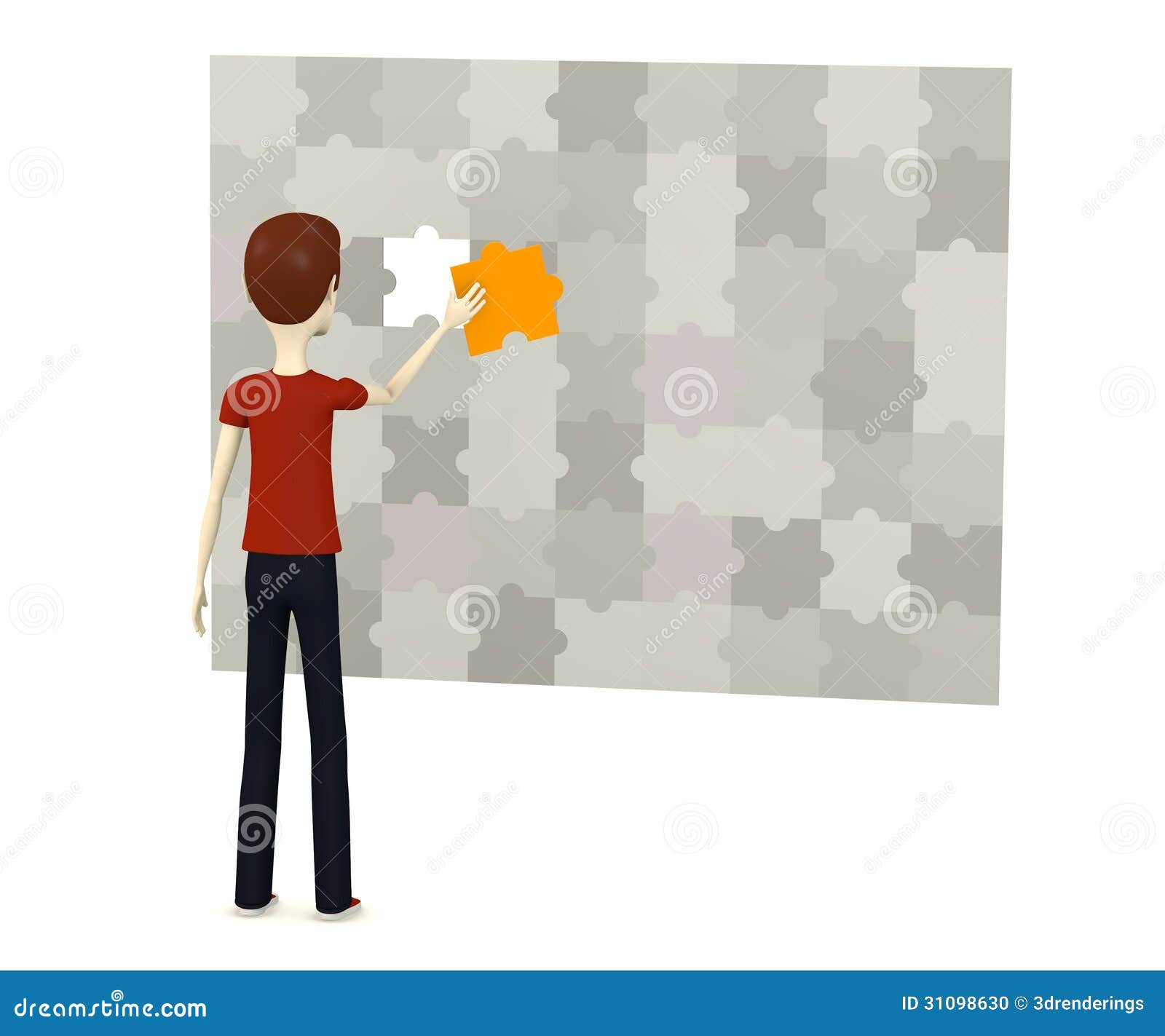 Cartoon man with puzzle stock illustration. Illustration of cartoon ...