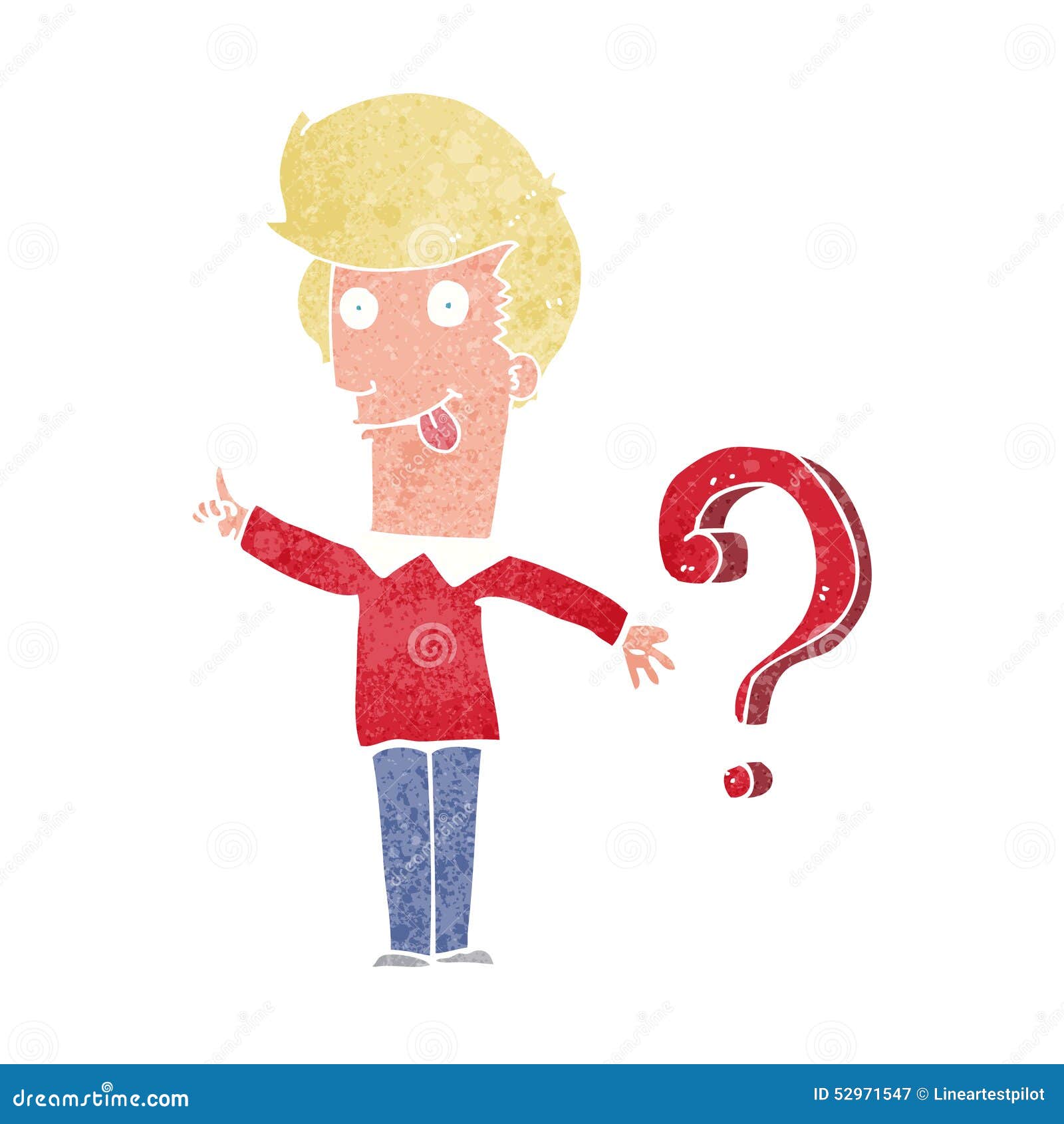 Cartoon man with question stock illustration. Illustration of quirky ...