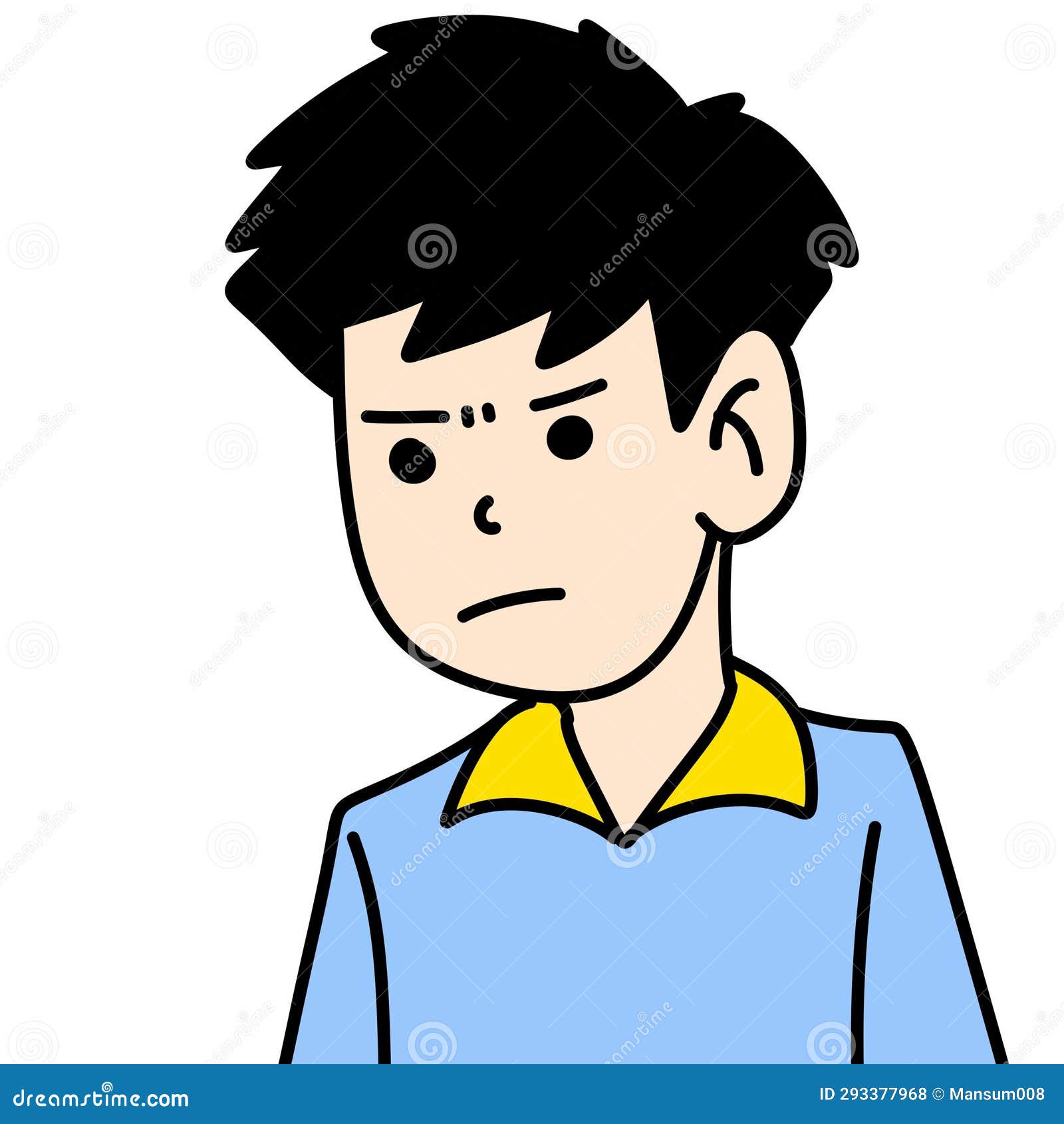 Cartoon Man with Question on White Background Stock Illustration ...