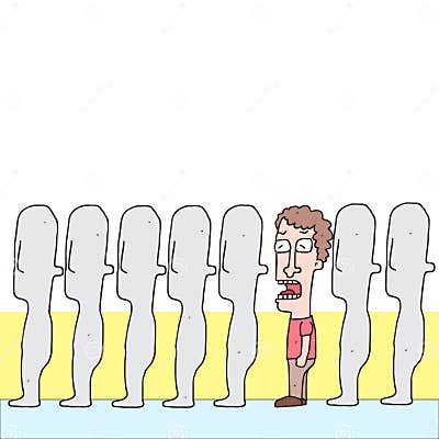 Cartoon man in queue stock illustration. Illustration of march - 71752074