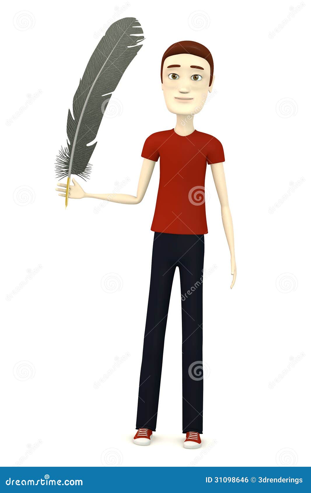 Cartoon man with quill stock illustration. Illustration of toon - 31098646