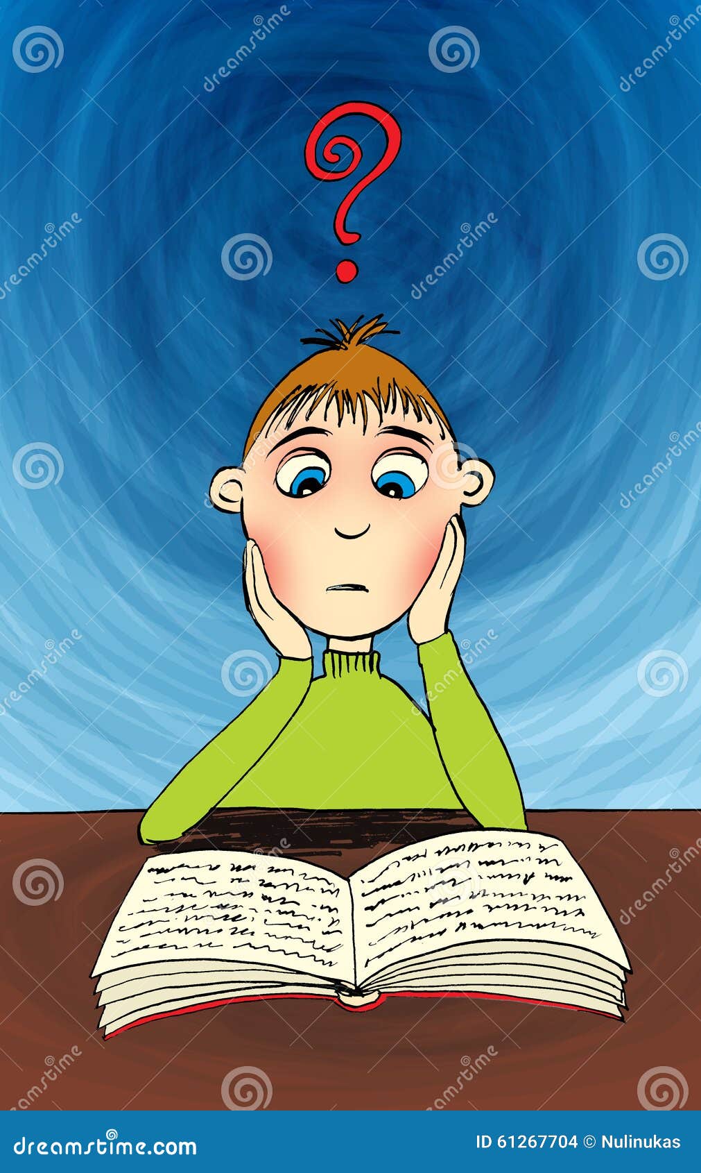 Cartoon man reading book stock illustration. Illustration of learn ...