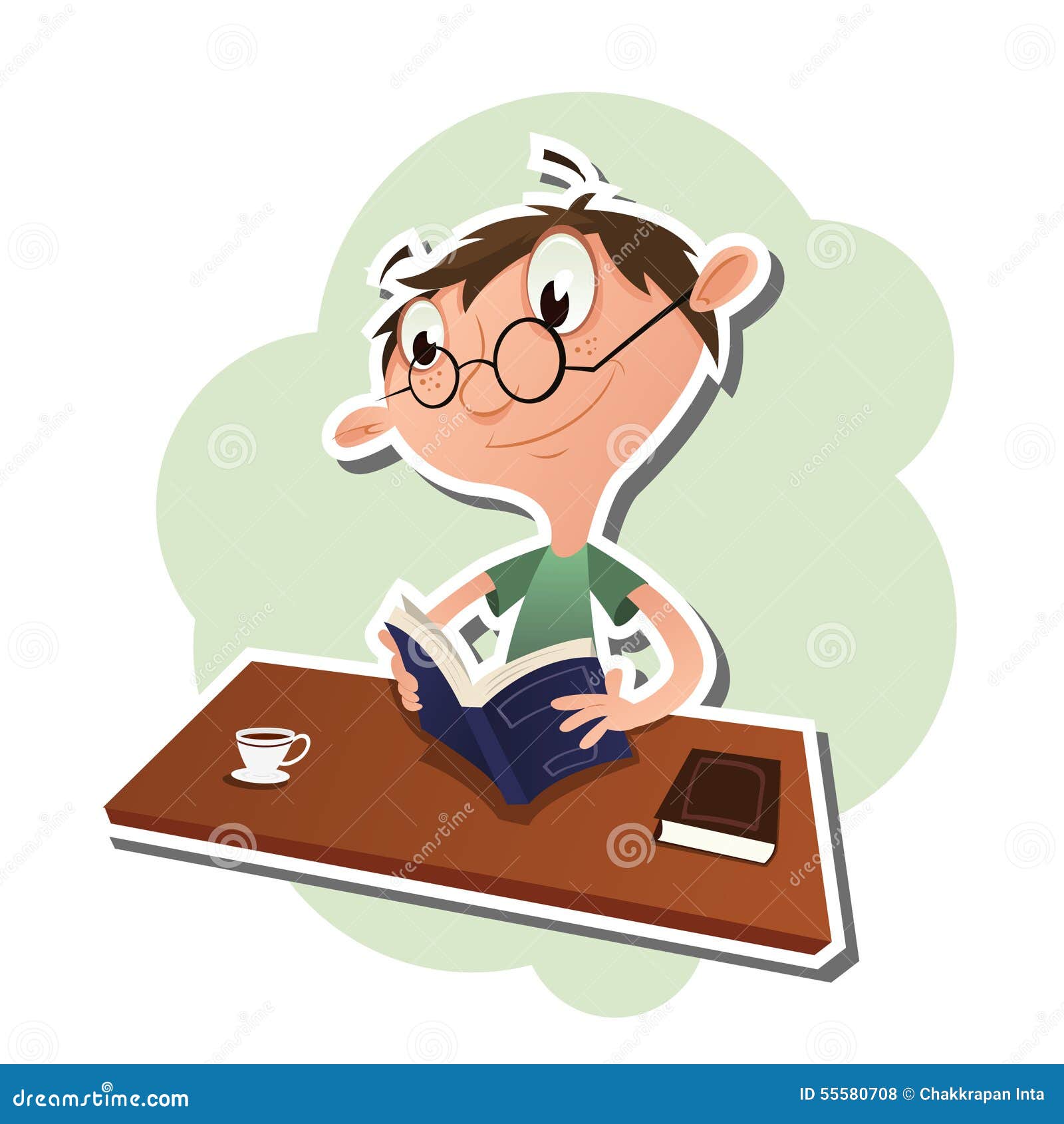 Cartoon man reading a book stock vector. Illustration of vector - 55580708
