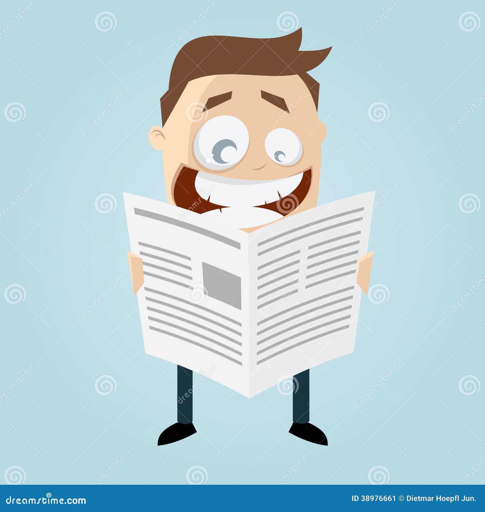 Cartoon Man is Reading a Newspaper Stock Vector - Illustration of happy ...