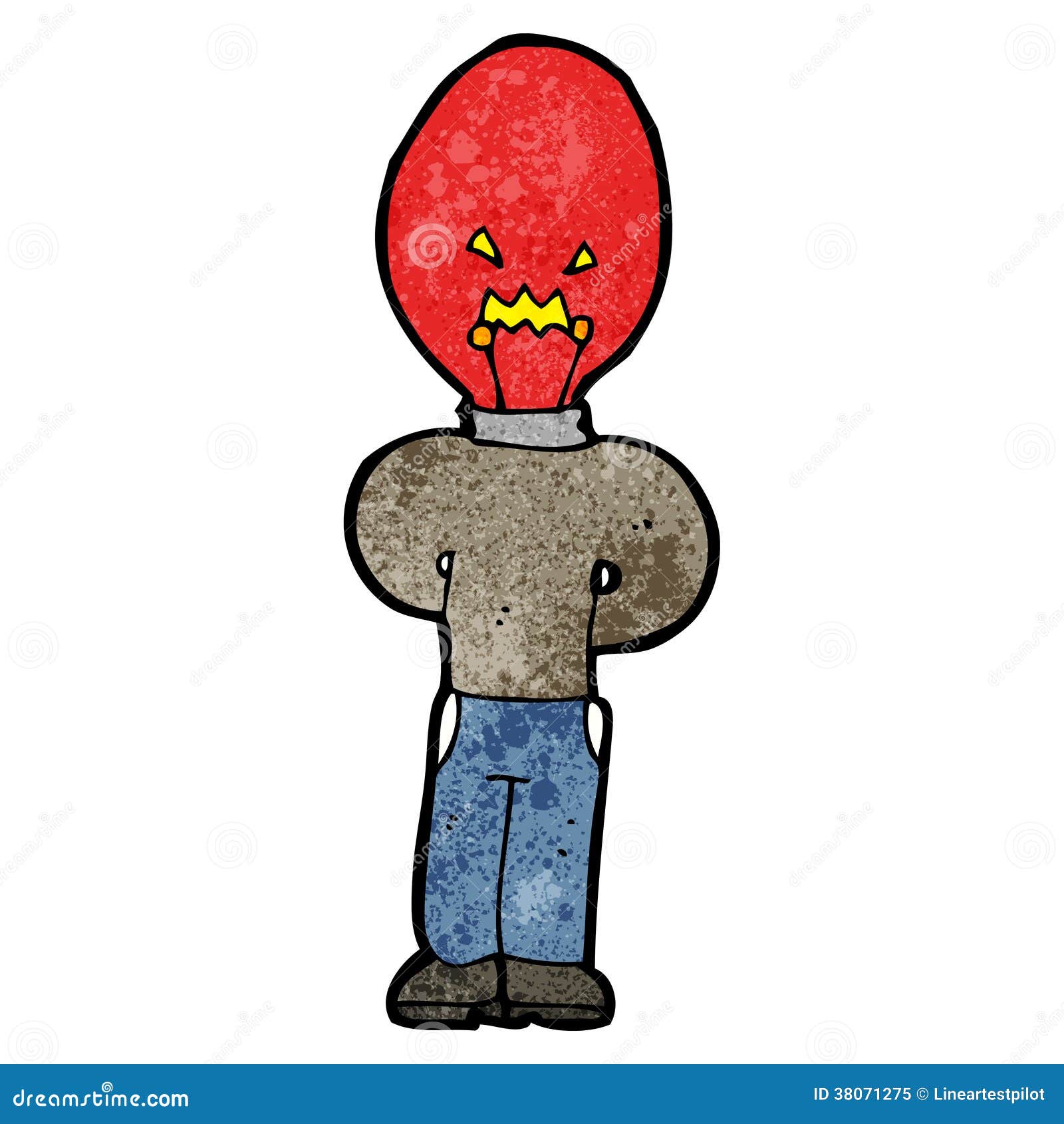 Cartoon Man with Red Light Bulb Head Stock Vector - Illustration of ...