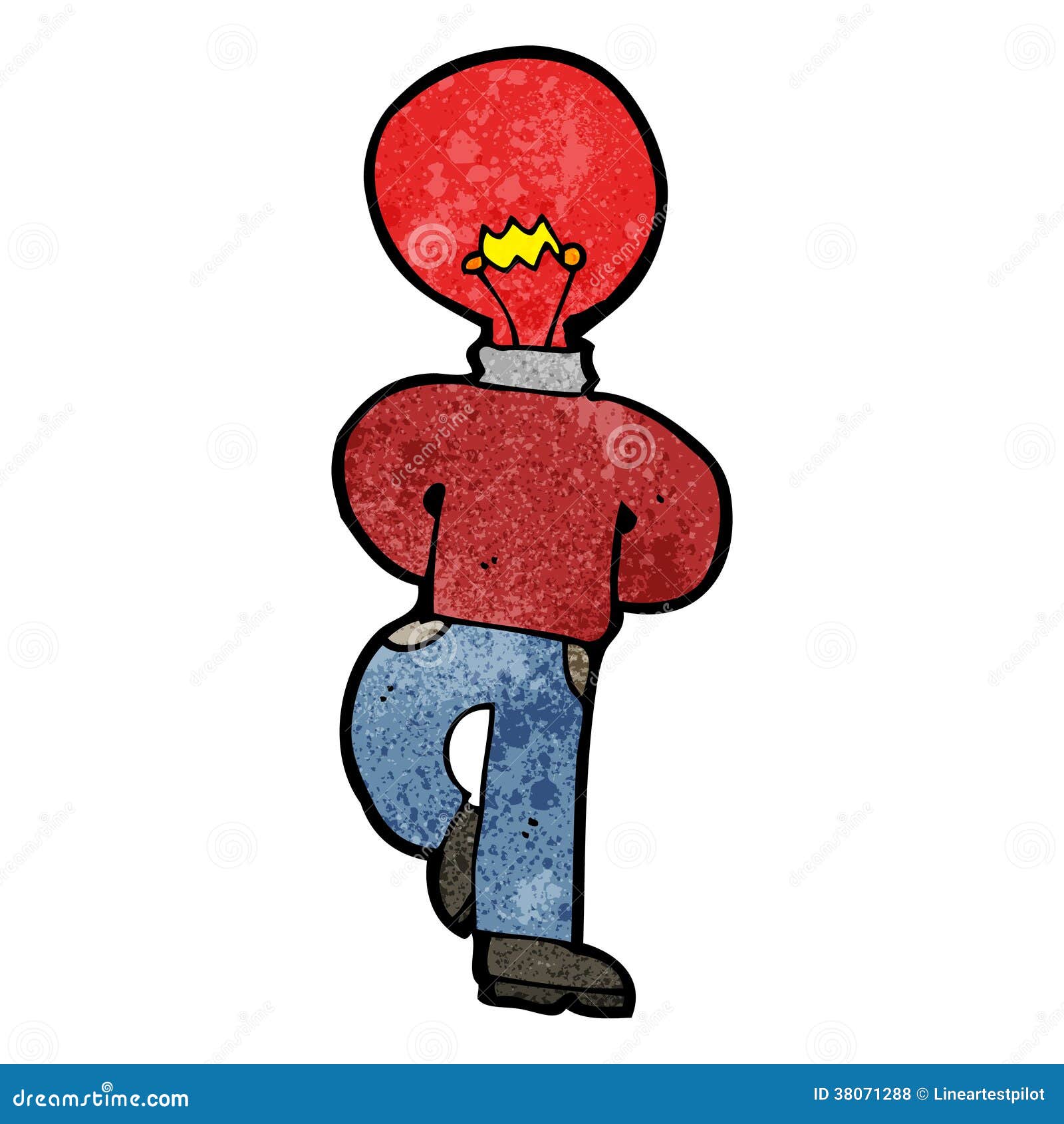 Cartoon Man with Red Light Bulb Head Stock Vector - Illustration of ...