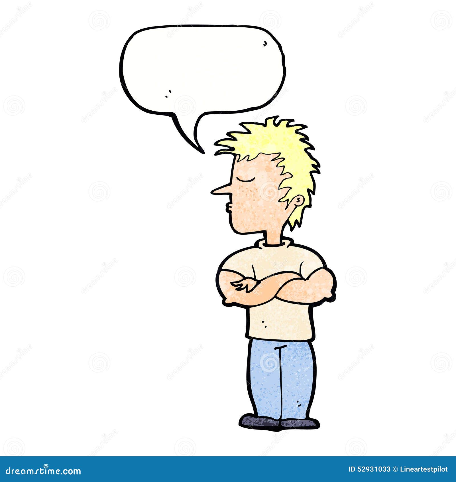 Cartoon Man Refusing To Listen with Speech Bubble Stock Illustration ...
