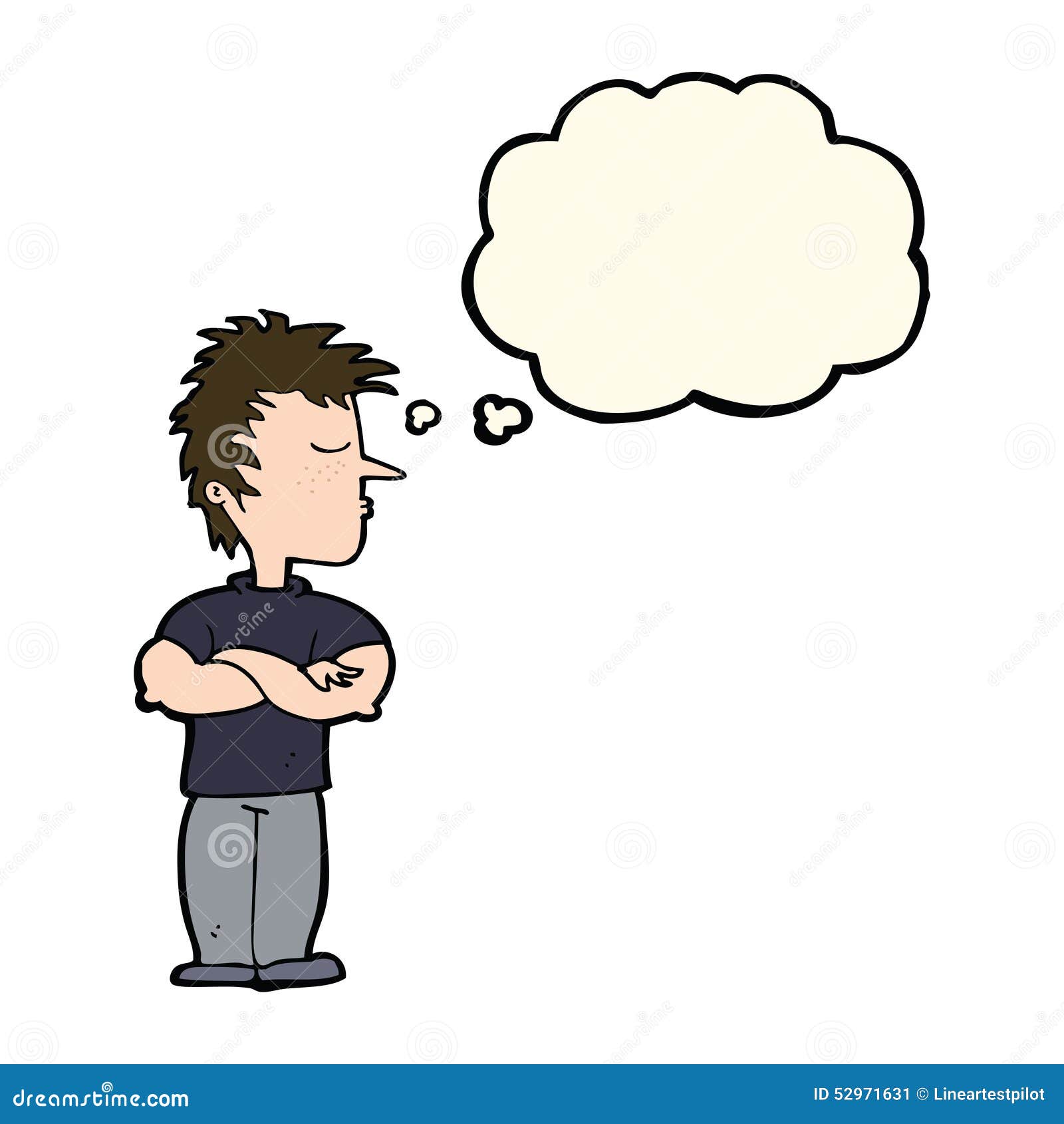 Cartoon Man Refusing To Listen with Thought Bubble Stock Illustration ...