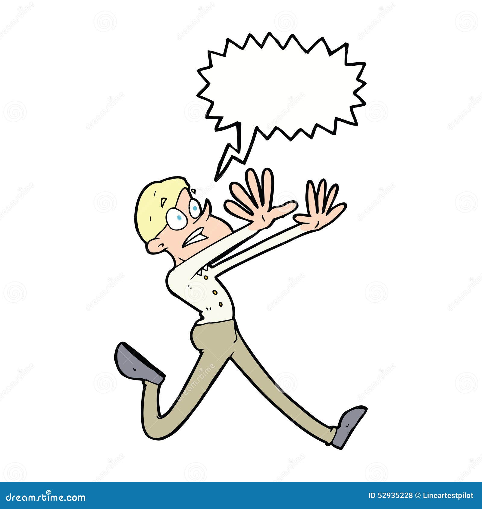 Cartoon Man Running Away with Speech Bubble Stock Illustration ...