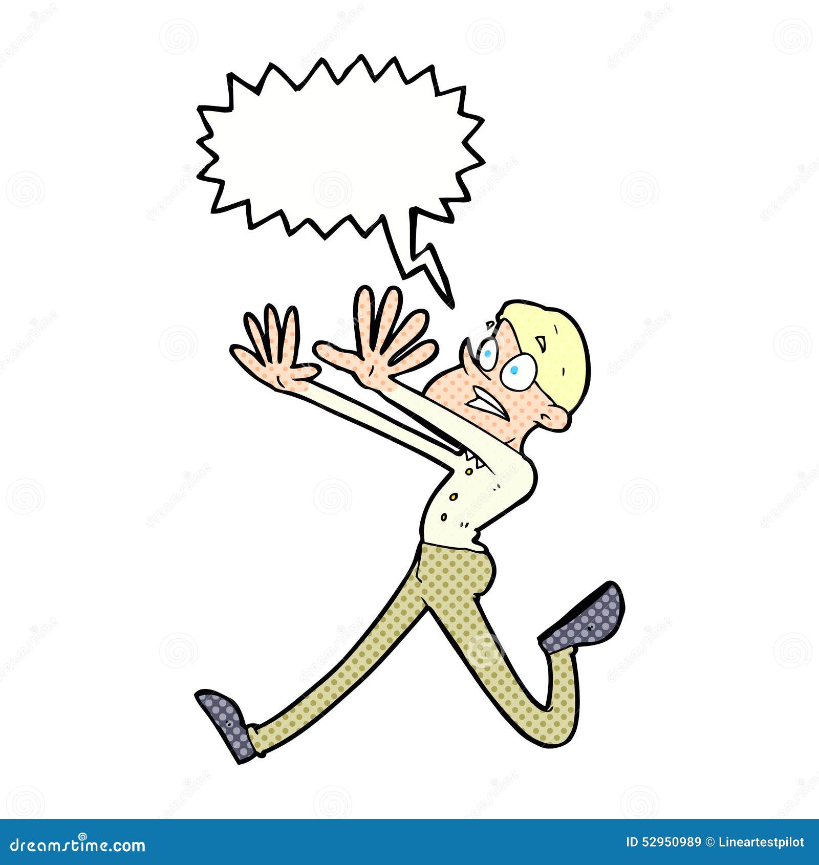 Cartoon Man Running Away with Speech Bubble Stock Illustration ...