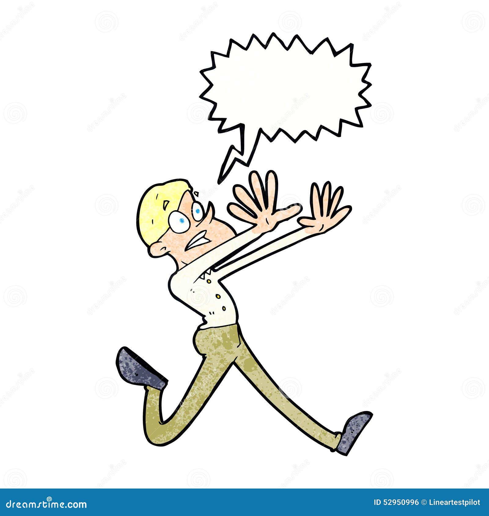 Cartoon Man Running Away with Speech Bubble Stock Illustration ...