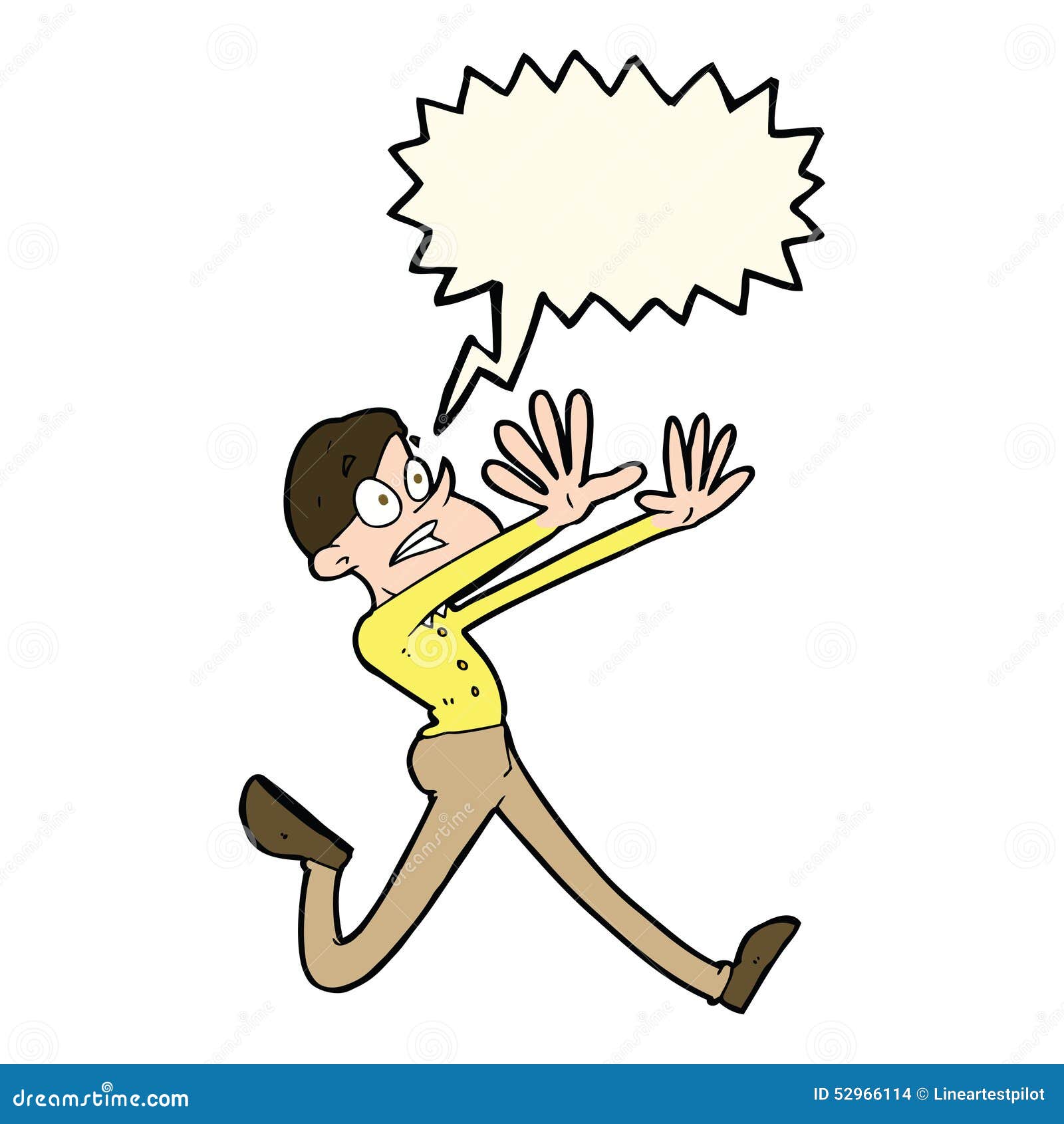 Cartoon Man Running Away with Speech Bubble Stock Illustration ...