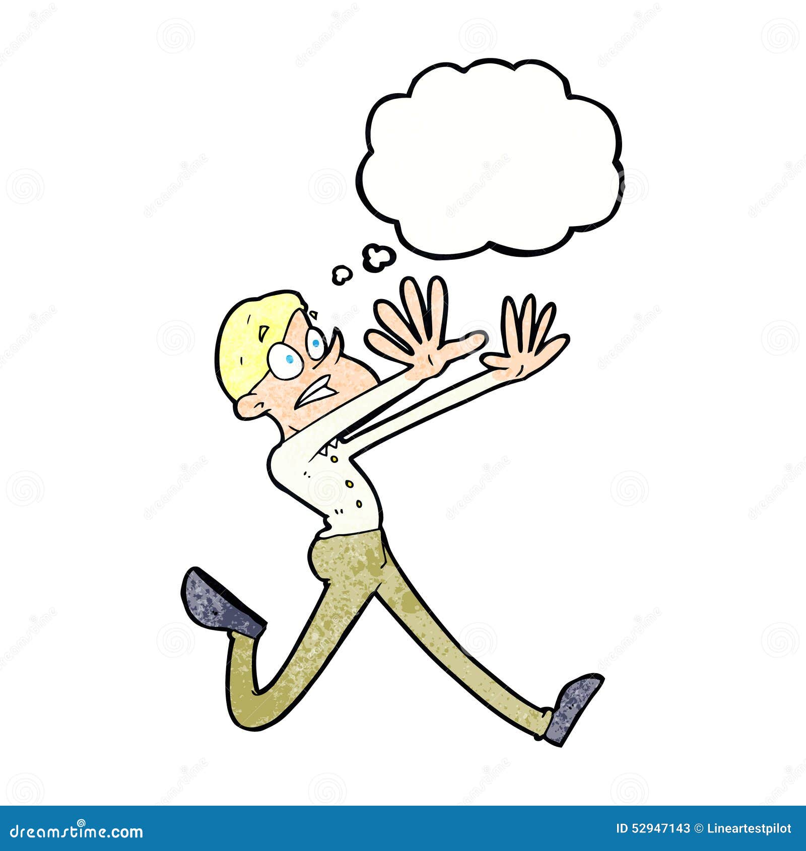 Cartoon Man Running Away with Thought Bubble Stock Illustration ...