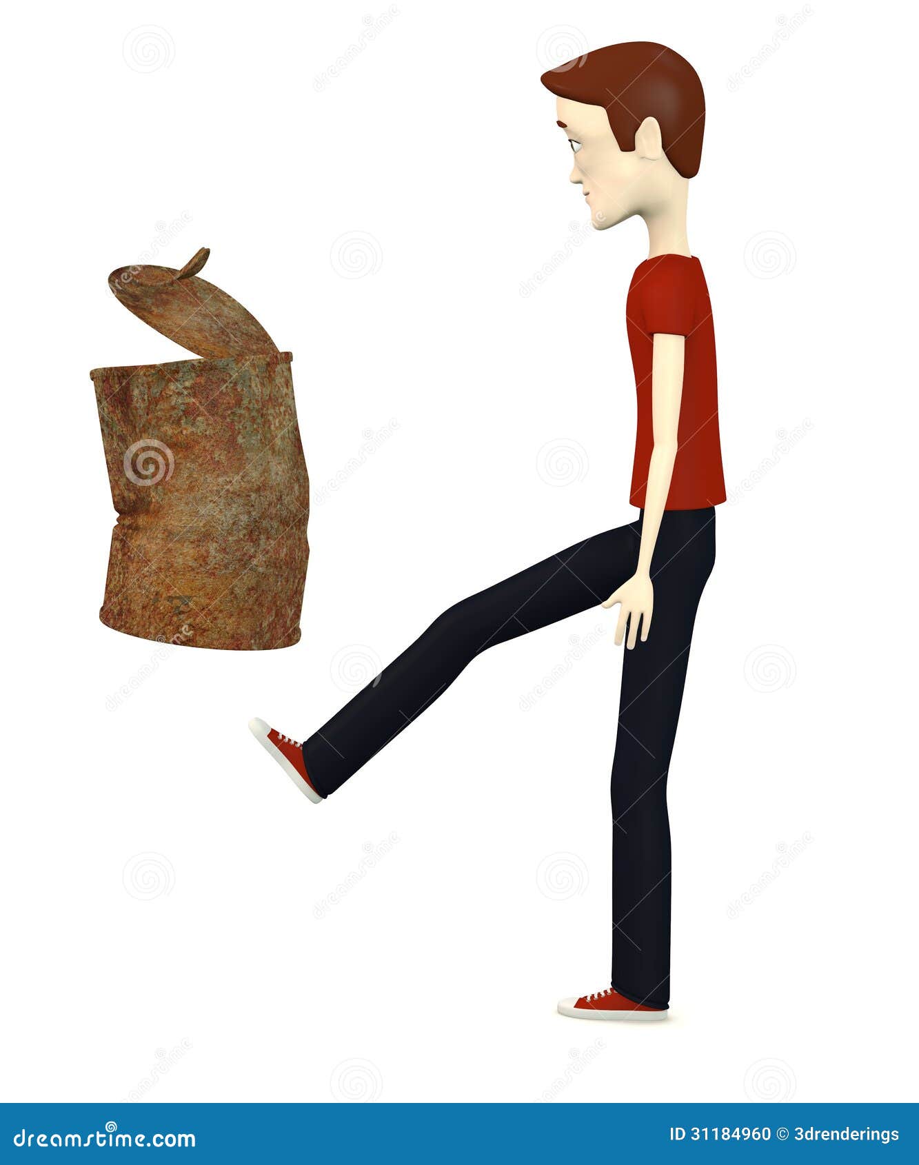 Cartoon man with rusty can stock illustration. Illustration of human ...