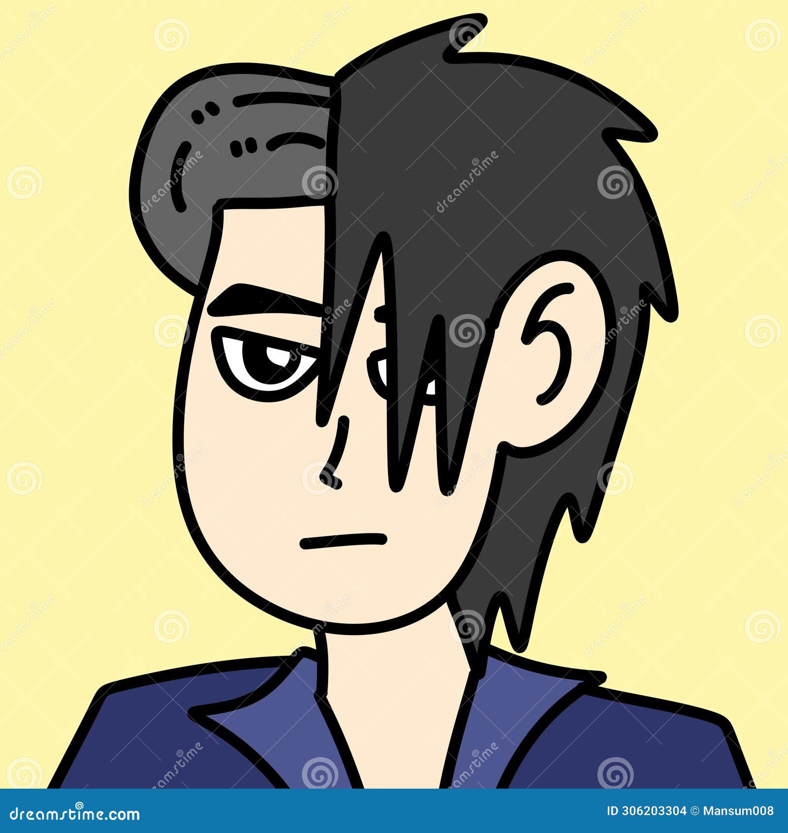 A Cartoon Man with a Sad Look on His Face Stock Illustration ...