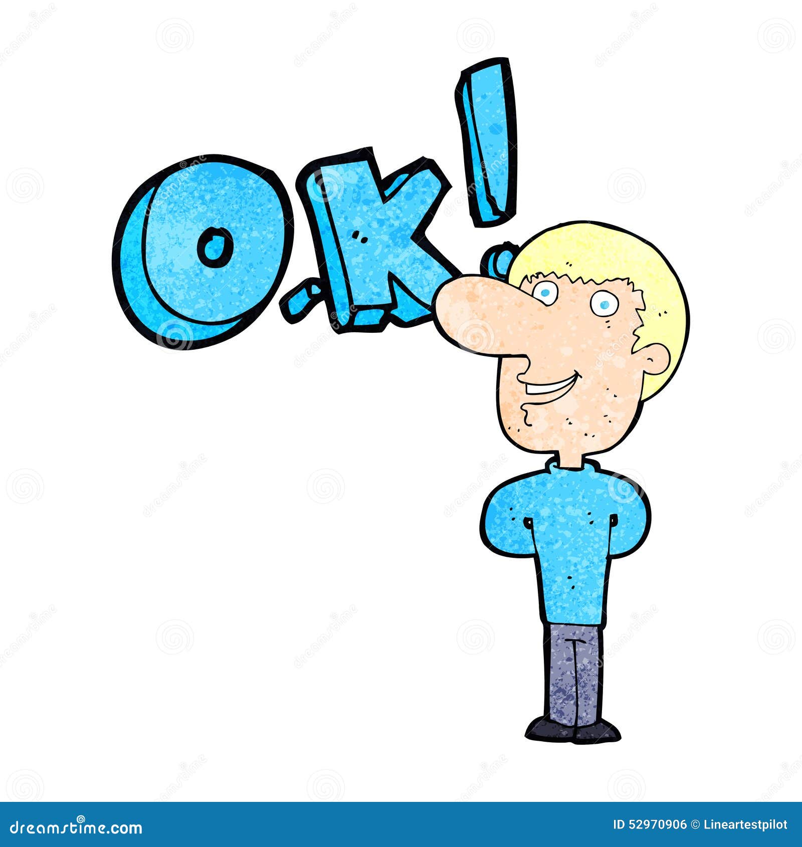 Cartoon man saying OK stock illustration. Illustration of drawing ...