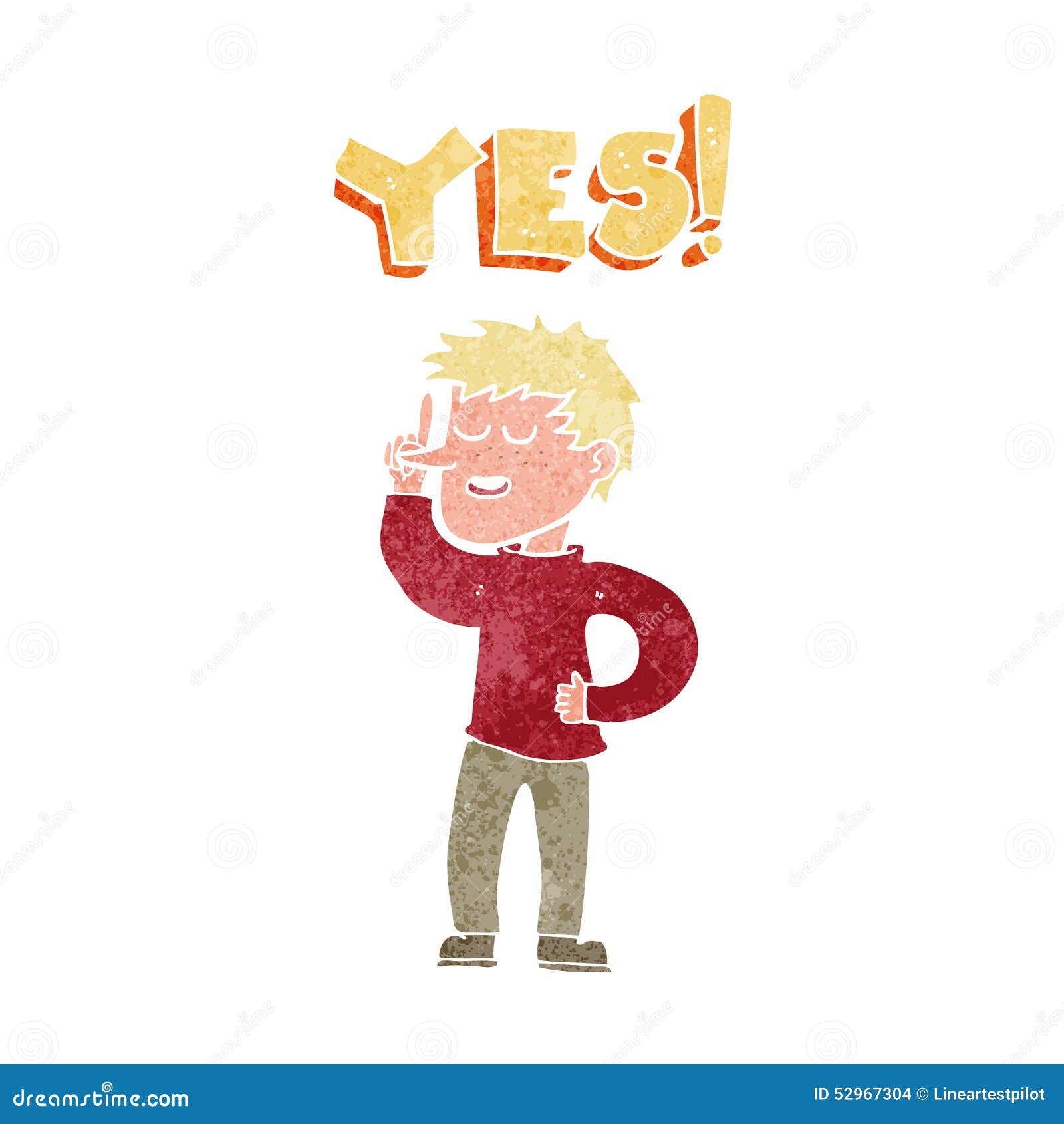 Cartoon man saying yes stock illustration. Illustration of hand - 52967304