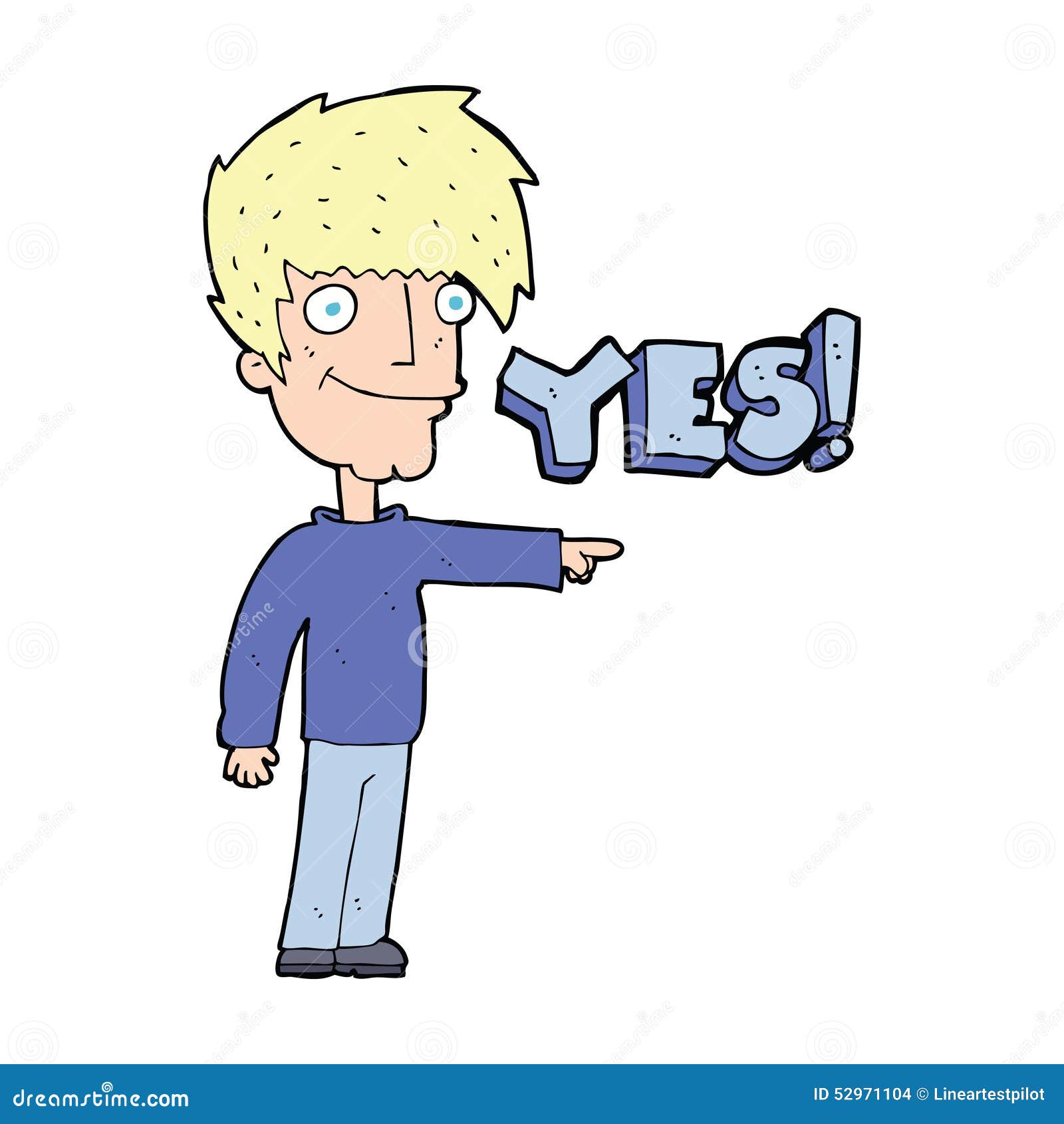 Cartoon man saying yes stock illustration. Illustration of character ...