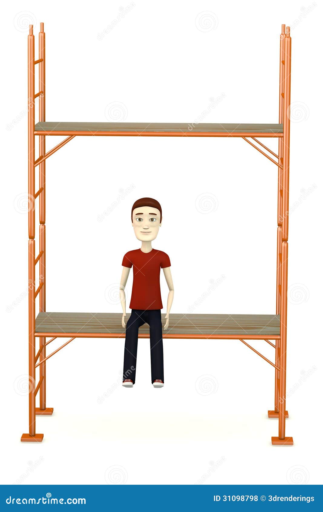 Cartoon man with scaffold stock illustration. Illustration of build ...