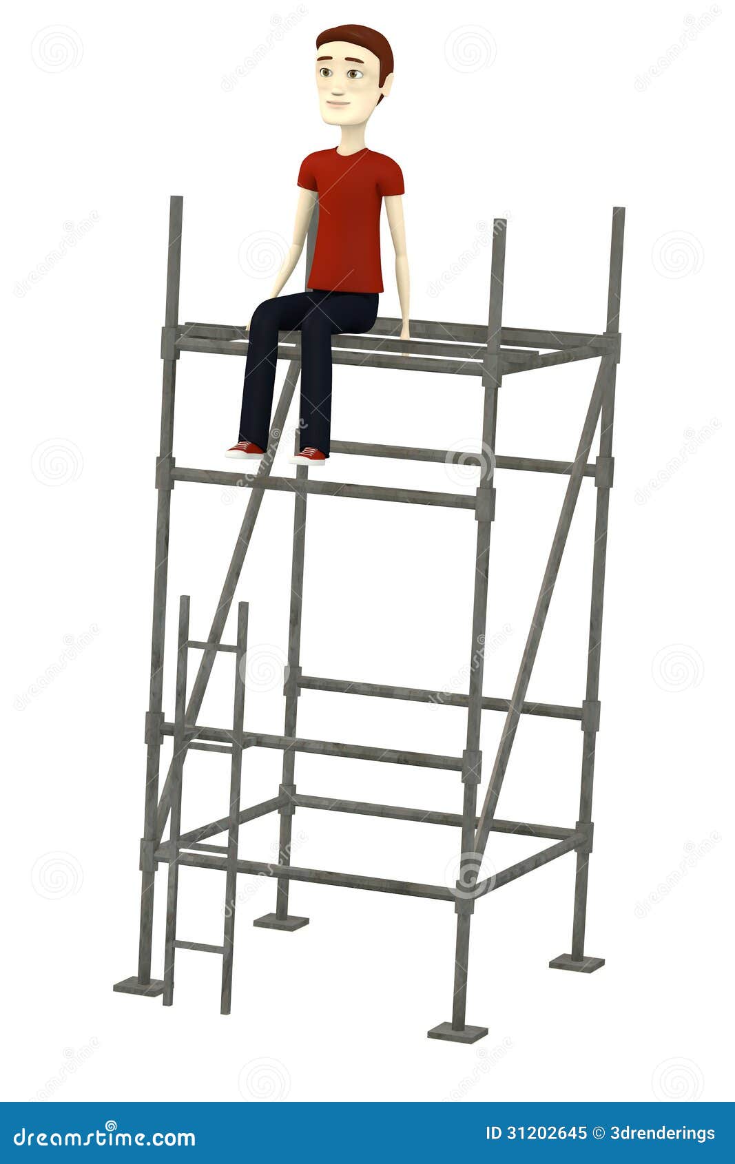 Cartoon Man with Scaffolding Stock Illustration - Illustration of ...