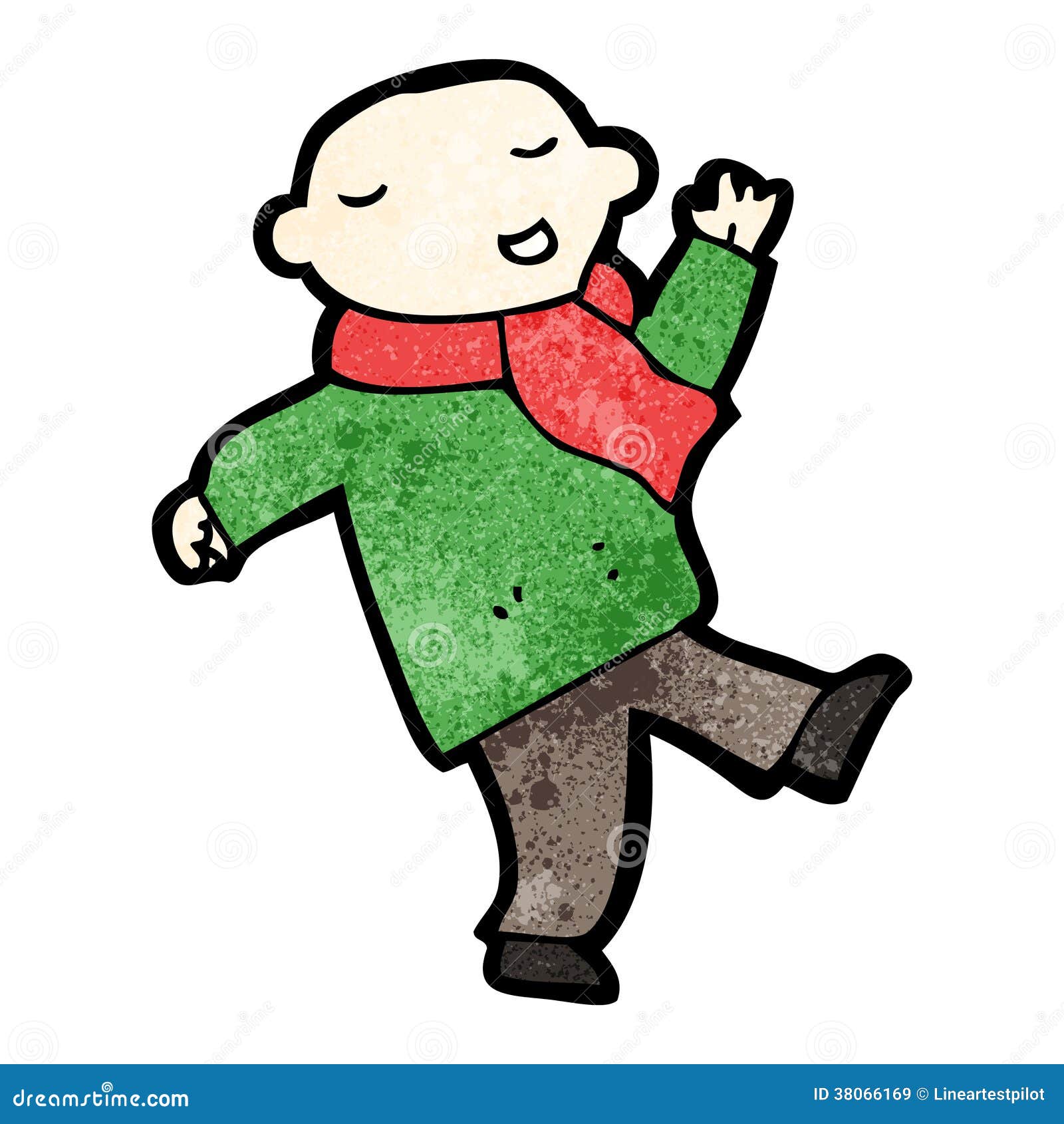 Cartoon Man in Scarf Dancing Stock Vector - Illustration of quirky ...