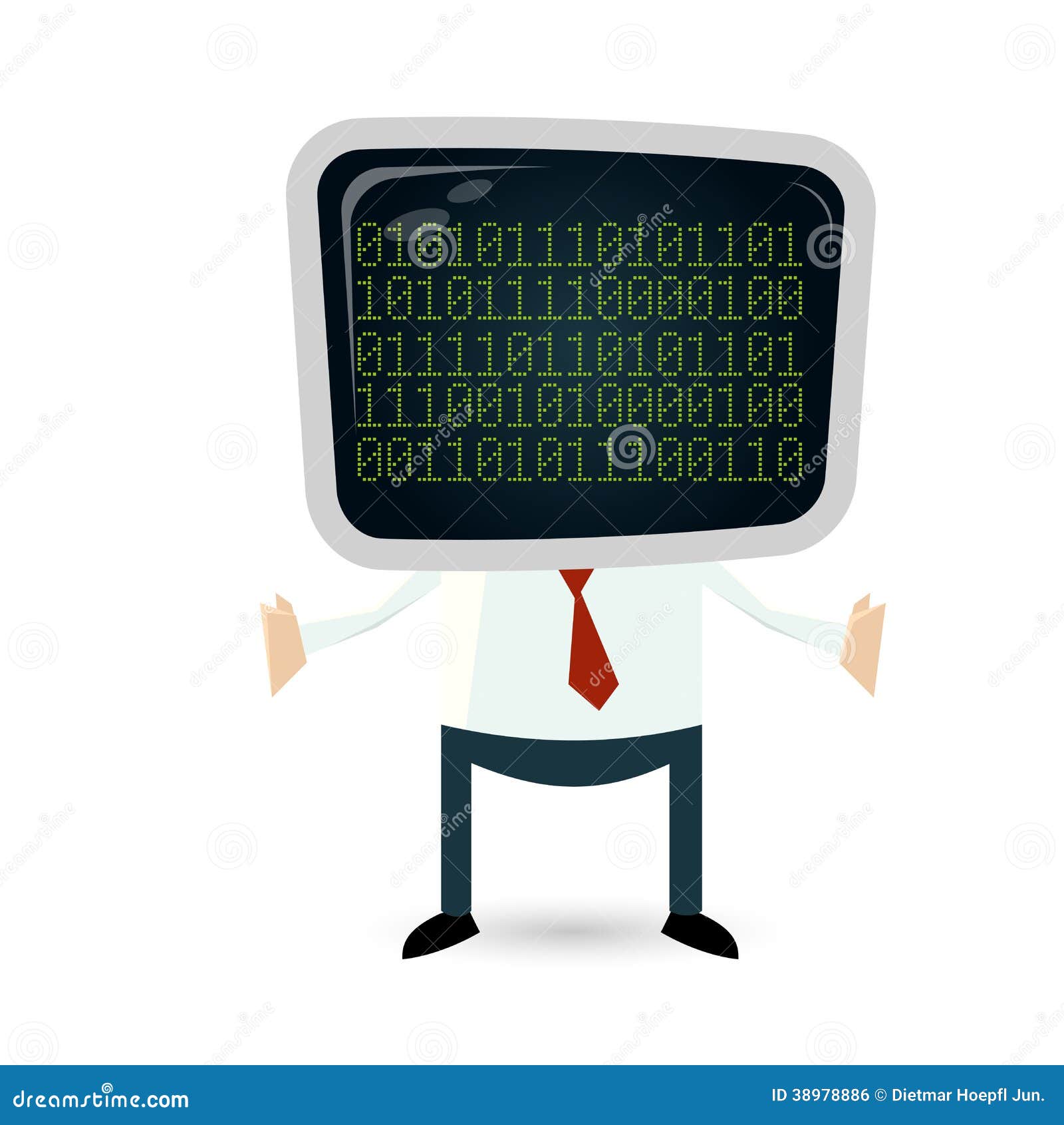 Cartoon Man with Screen Head Stock Vector - Illustration of binary ...