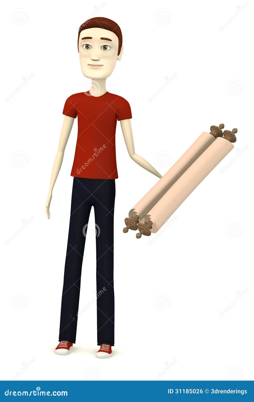 Cartoon man with scroll stock illustration. Illustration of character ...