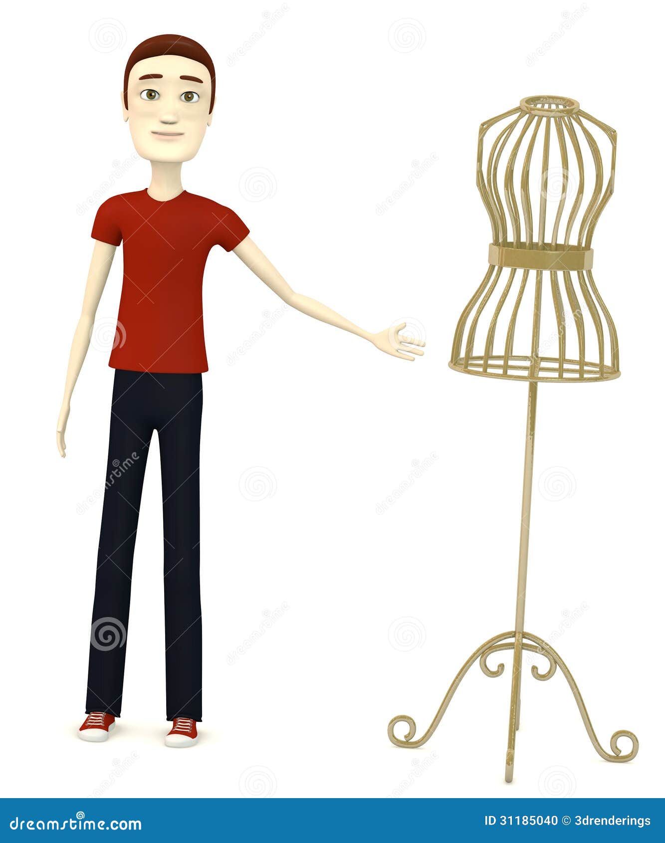 Cartoon Man with Shop Dummy Stock Illustration - Illustration of ...