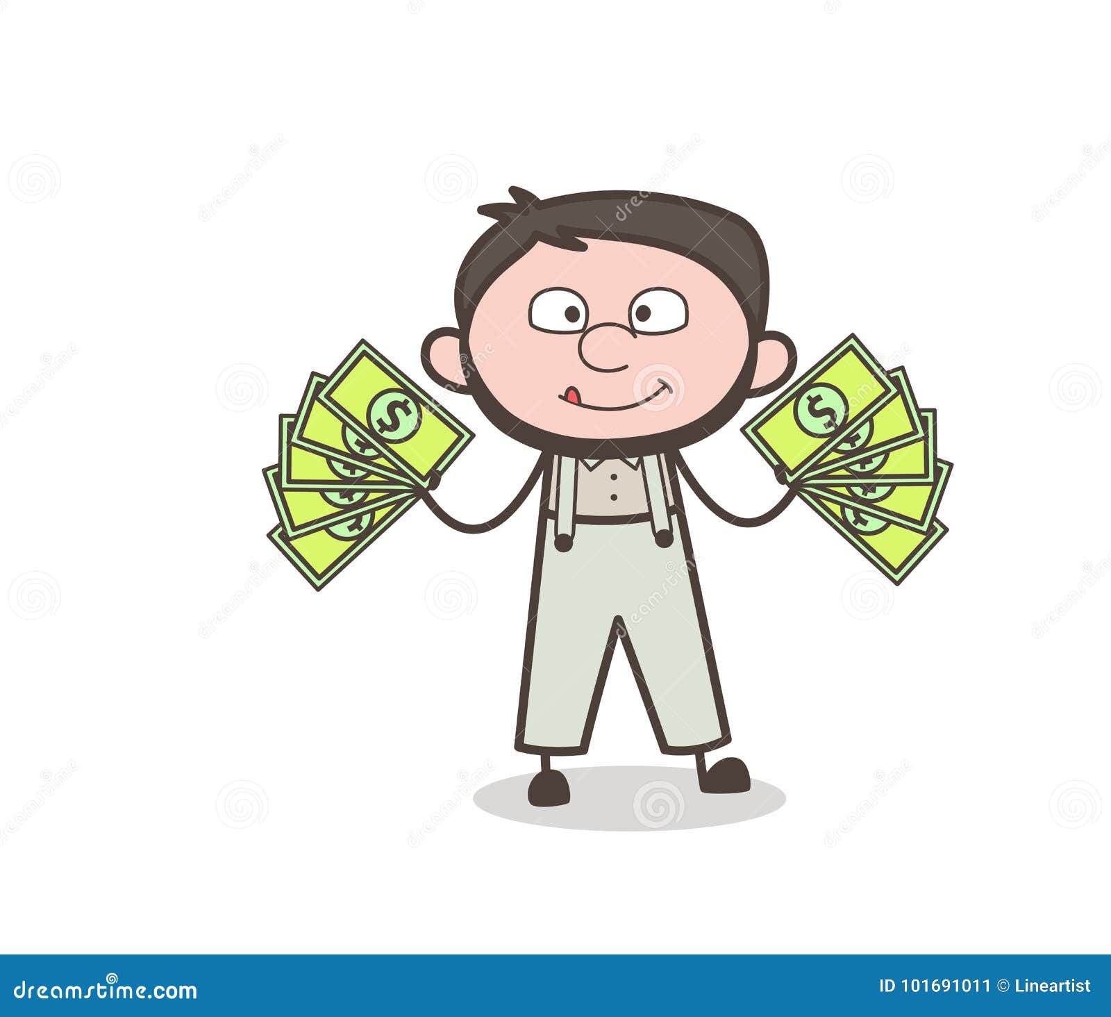 Cartoon Man Showing Money Vector Illustration Stock Illustration ...