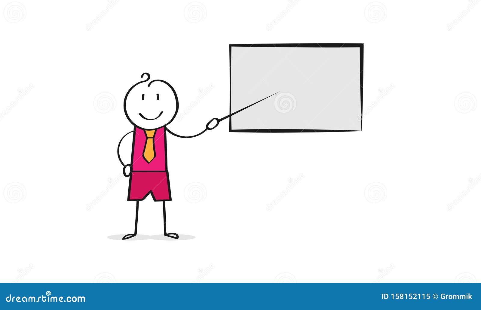 Cartoon Man Shows a Pointer To a Poster, a Place for a Picture or Text ...