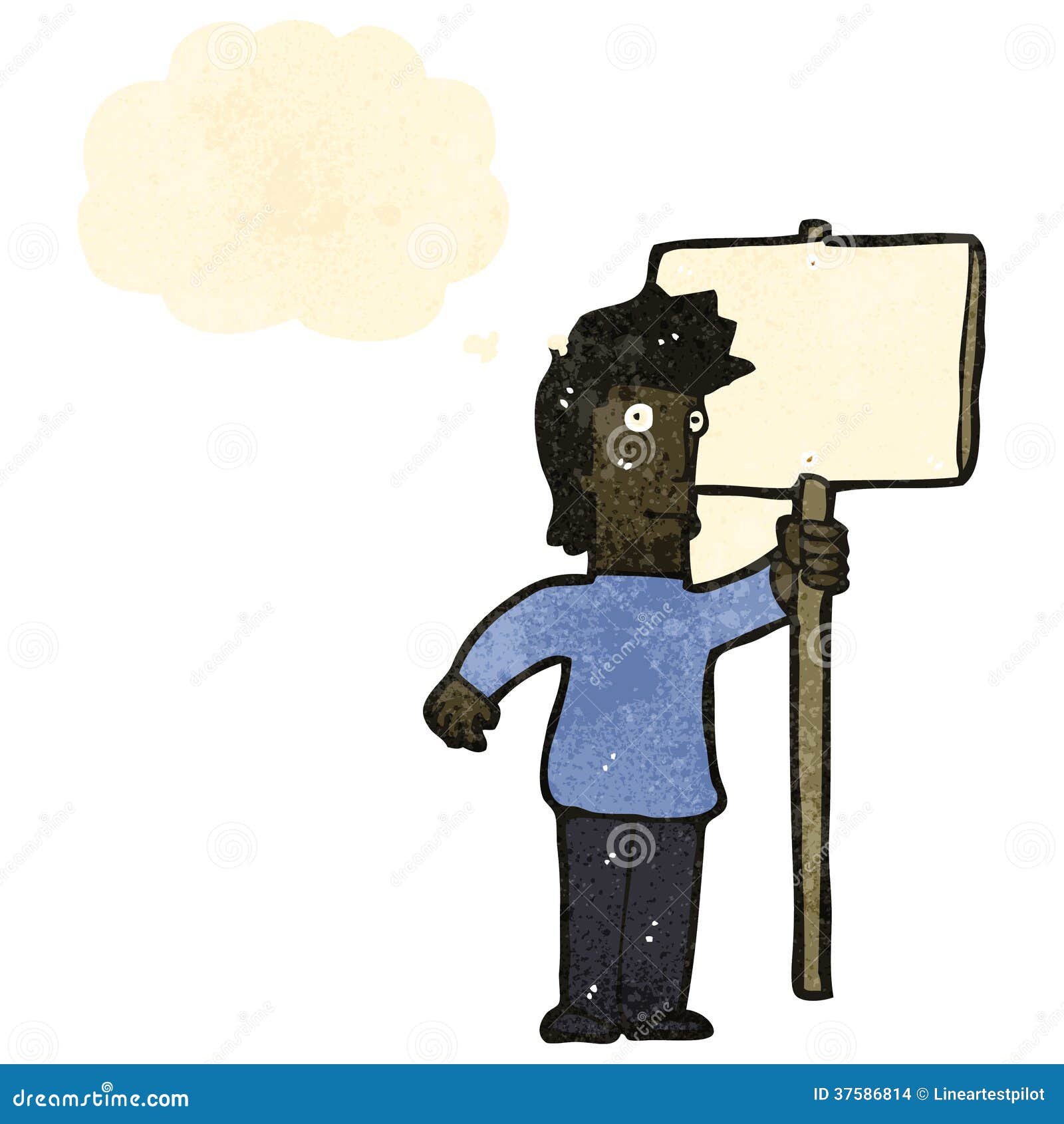 Cartoon man with sign stock vector. Illustration of drawing - 37586814