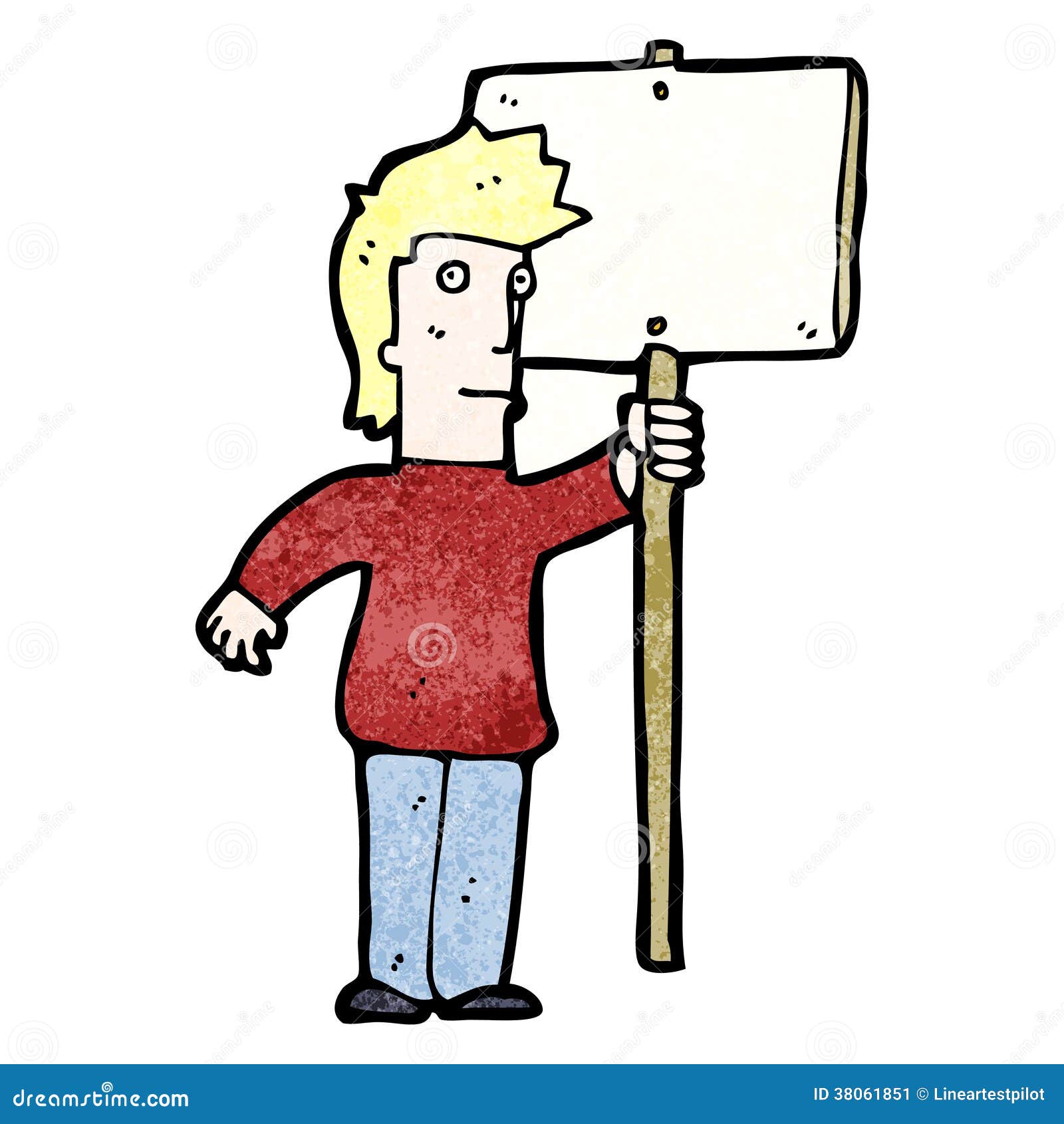 Cartoon man with sign stock vector. Illustration of artwork - 38061851