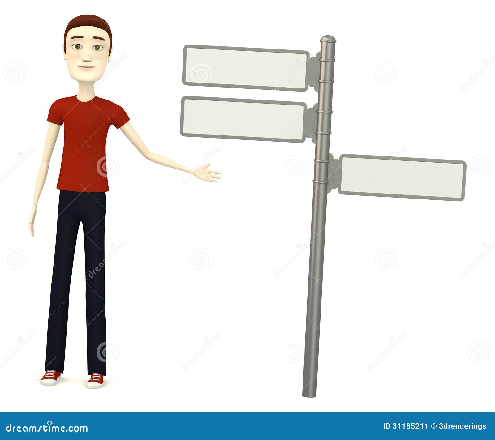 Cartoon man with sign stock illustration. Illustration of render - 31185211
