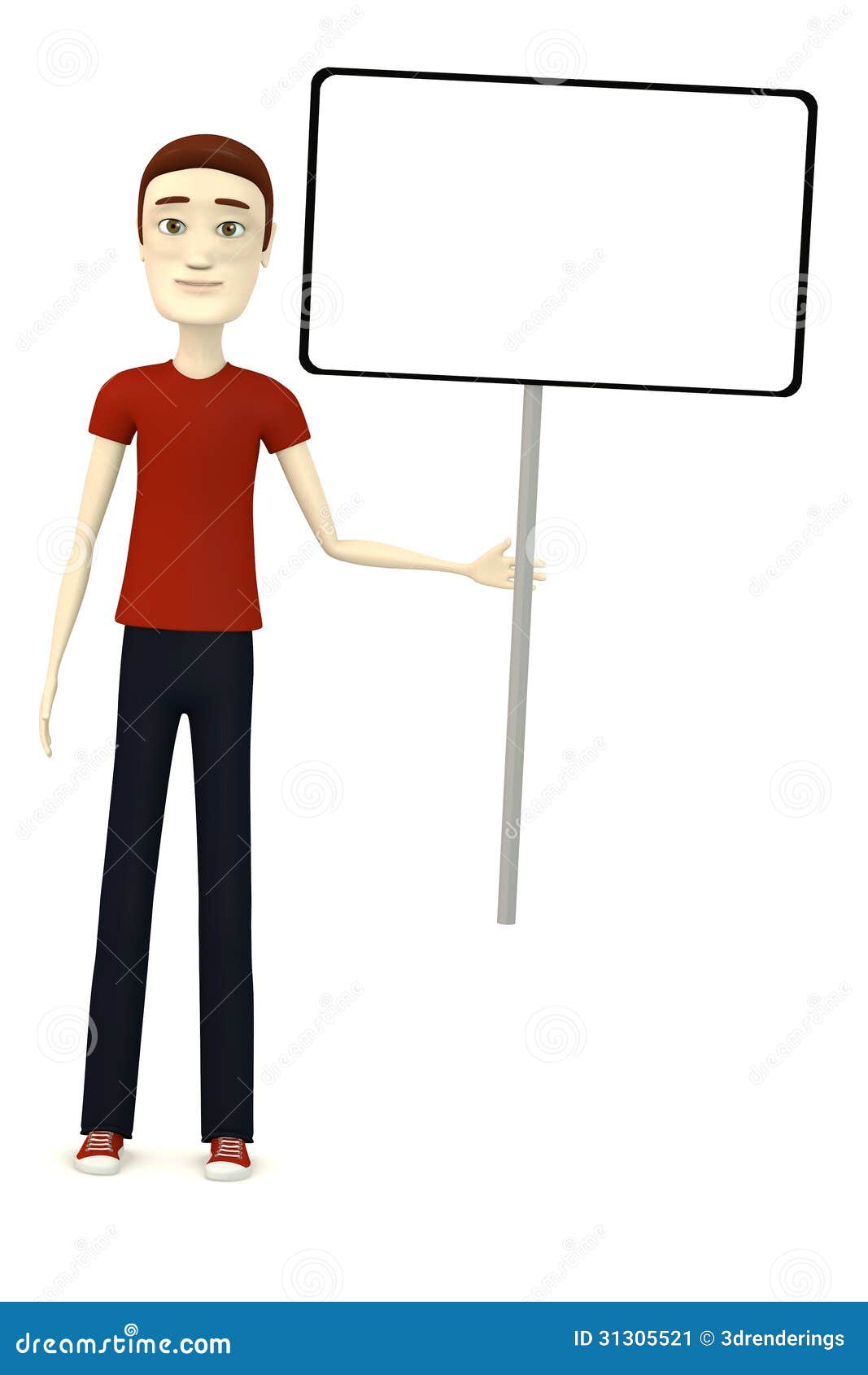 Cartoon man with sign stock illustration. Illustration of young - 31305521