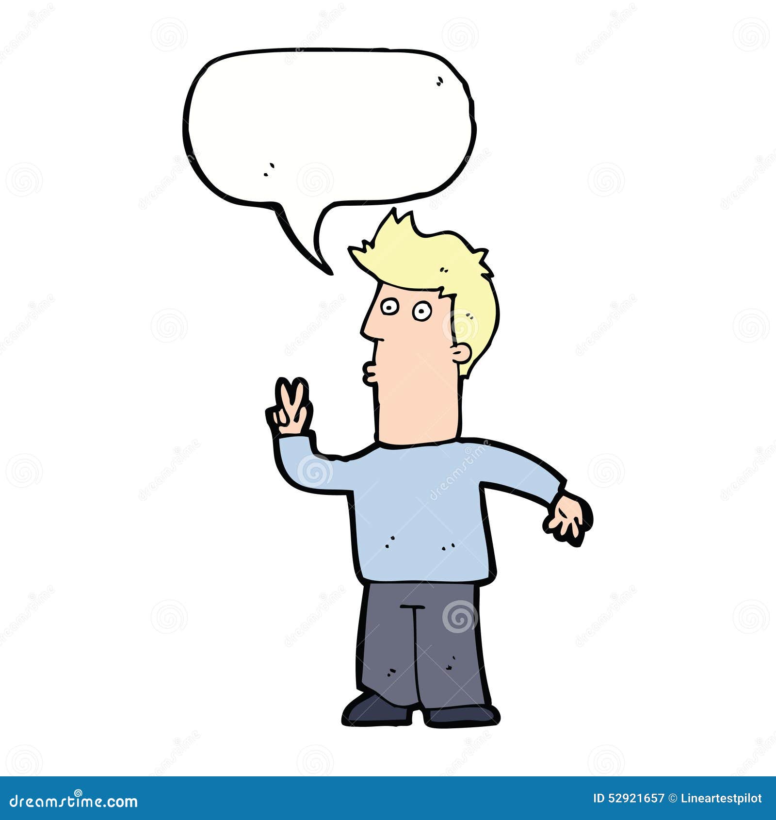 Cartoon Man Signalling with Hand with Speech Bubble Stock Illustration ...