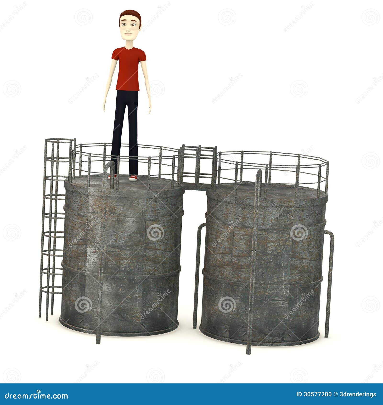 Cartoon man with silo stock illustration. Illustration of machine ...