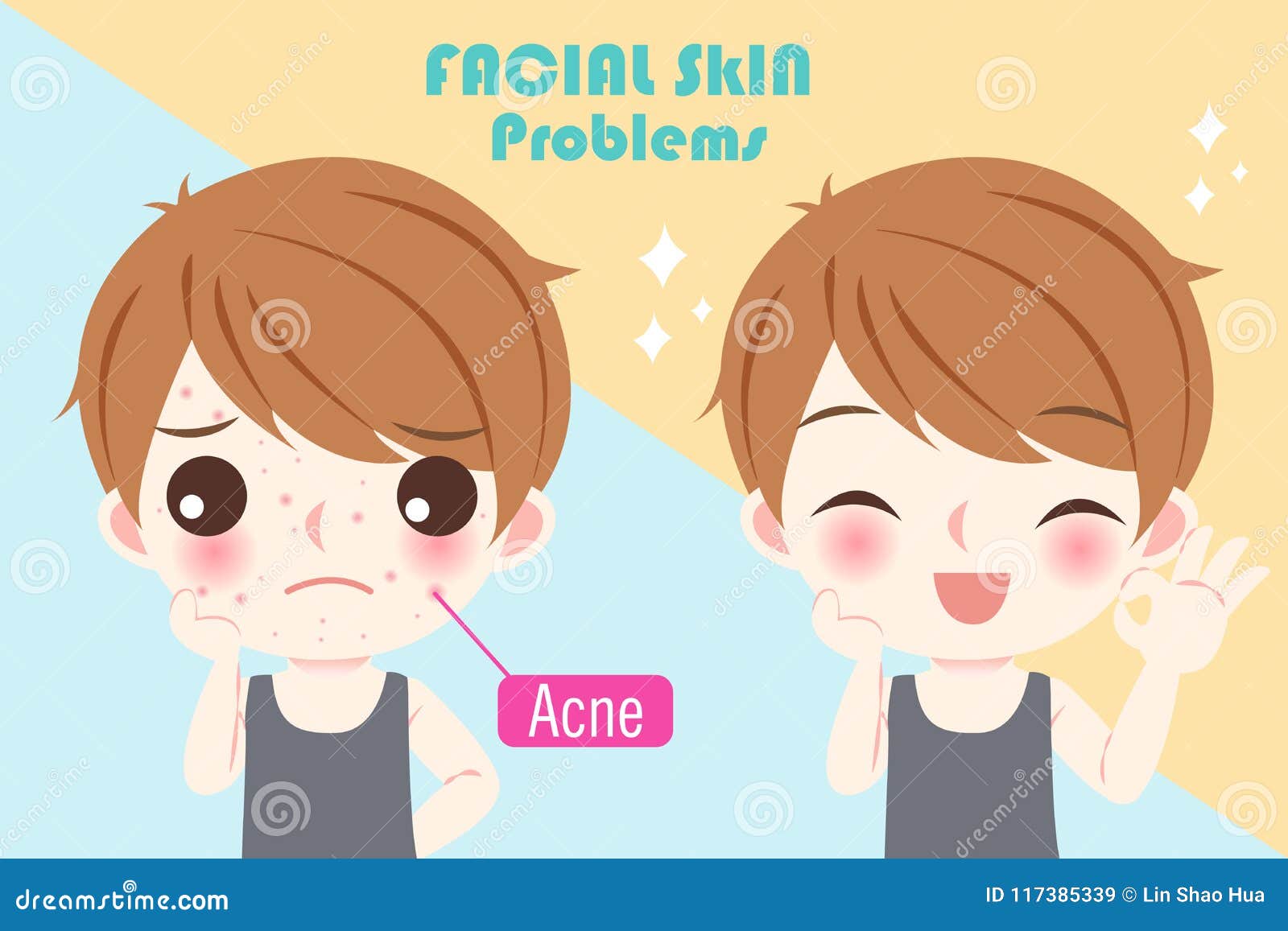 Cartoon Man with Skin Problems Stock Vector - Illustration of discovery ...