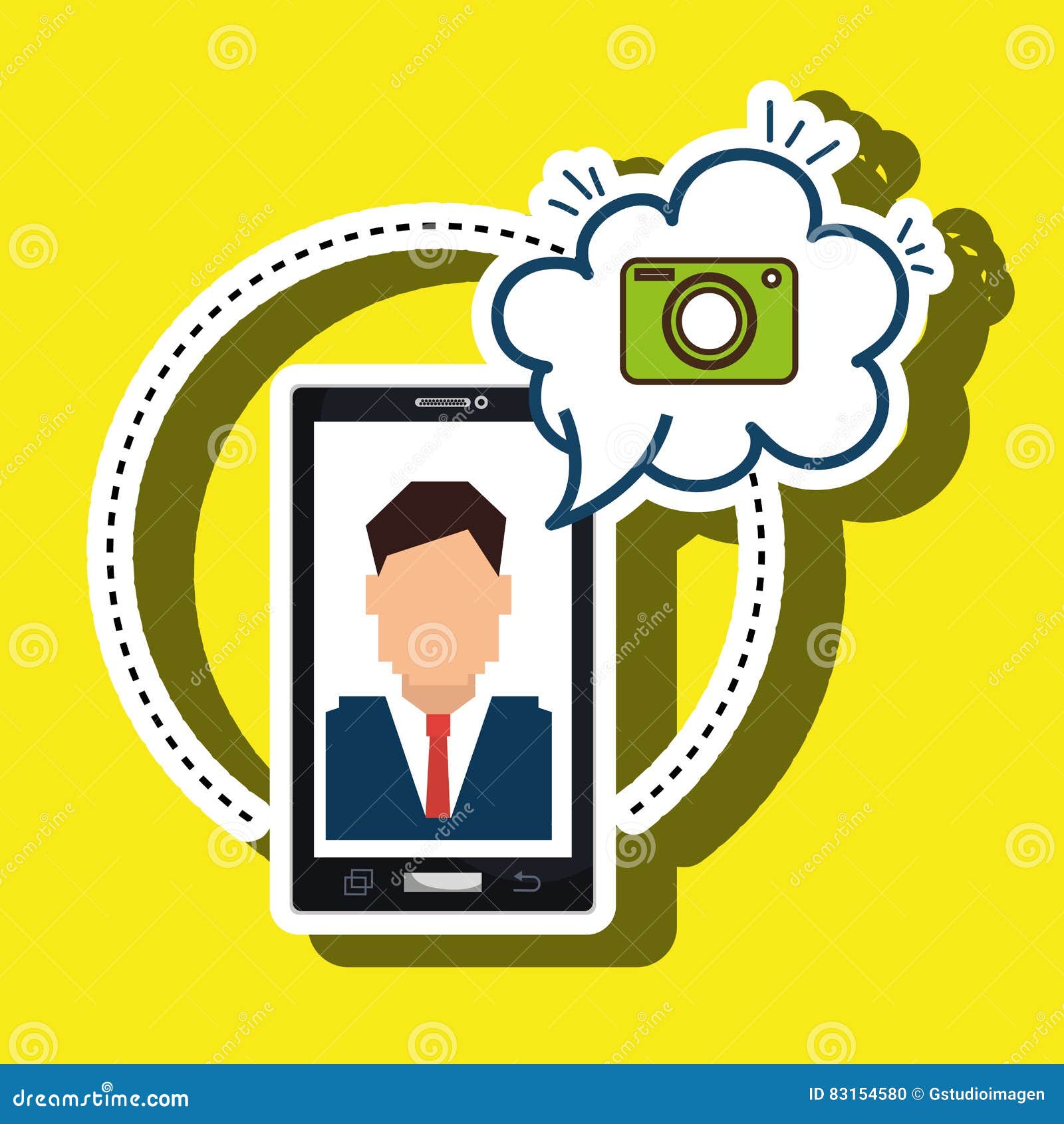 Cartoon Man Smartphone Camera Stock Illustration - Illustration of ...