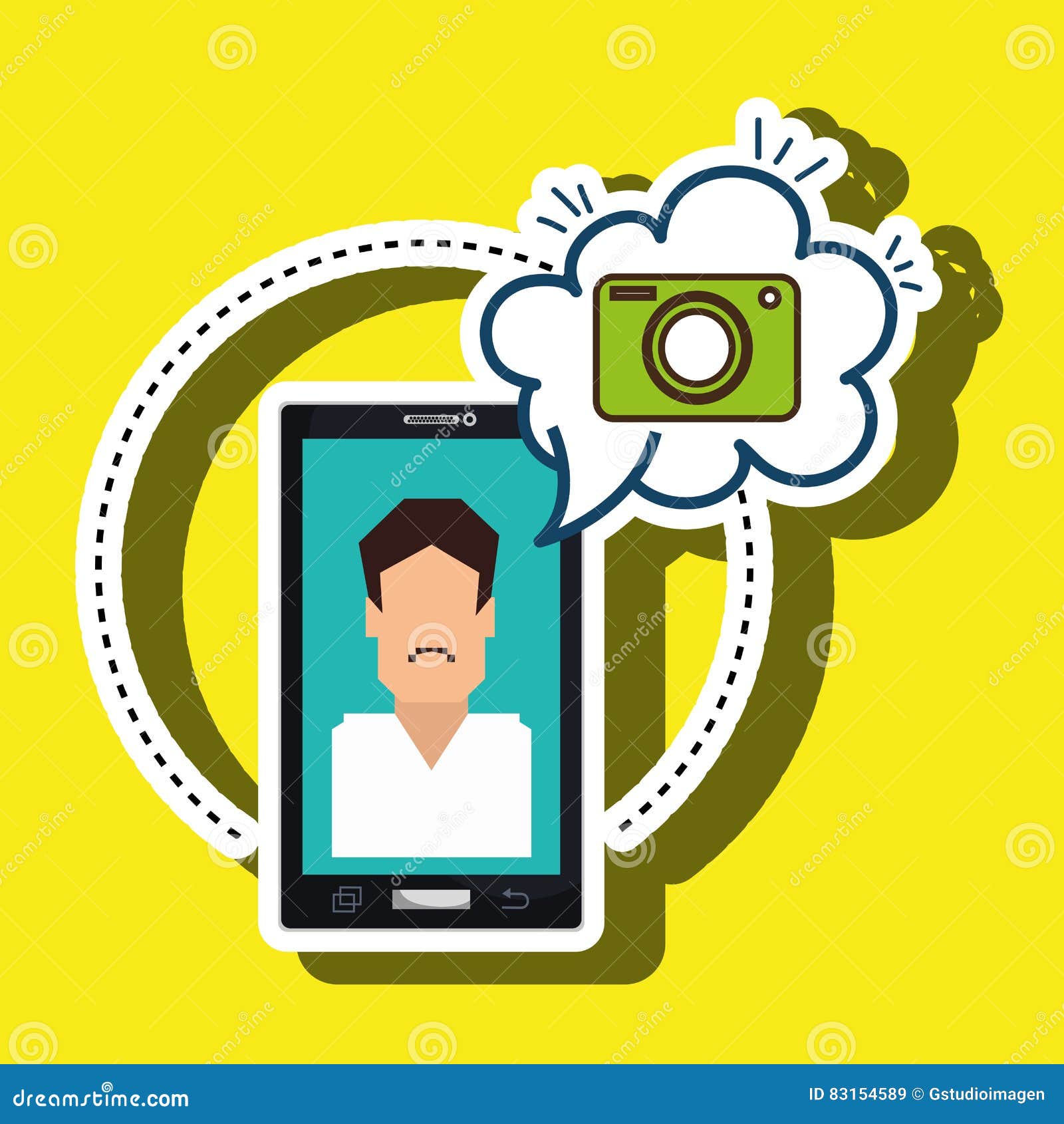 Cartoon Man Smartphone Camera Stock Illustration - Illustration of ...