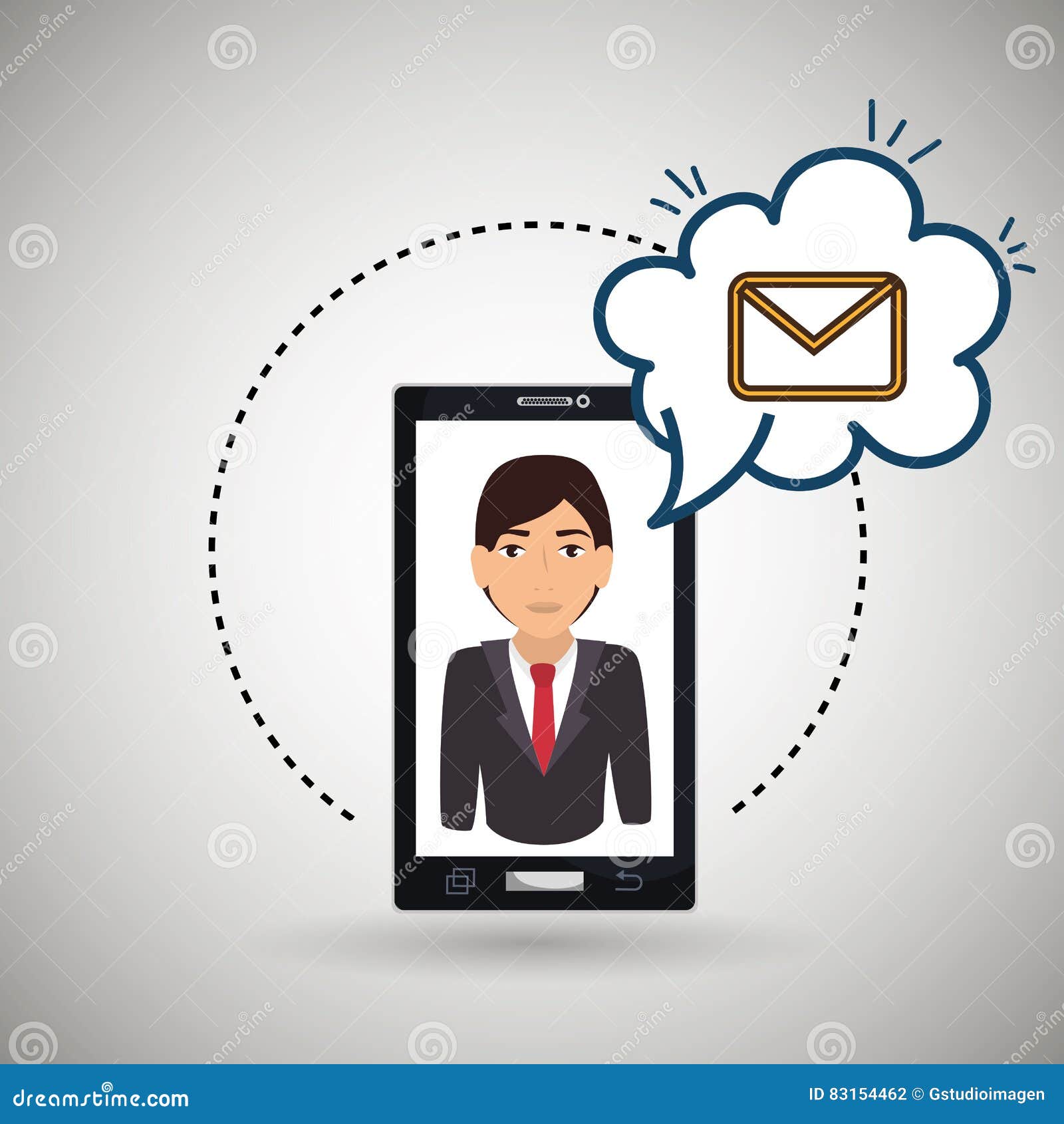 Cartoon Man Smartphone Cloud Email Stock Illustration - Illustration of ...