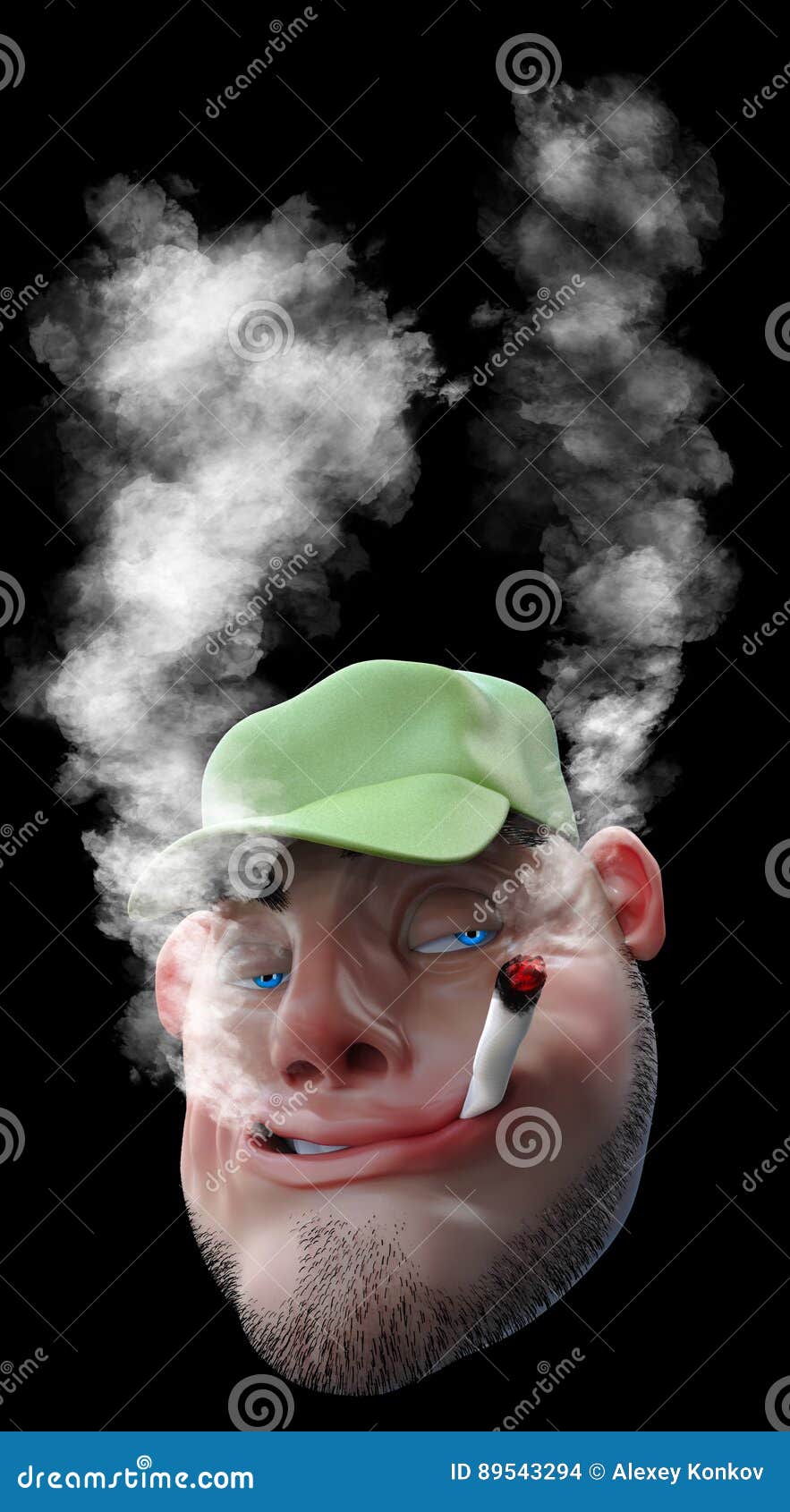 Cartoon Man Smoking Weed Joint. 3D Illustration Stock Illustration ...