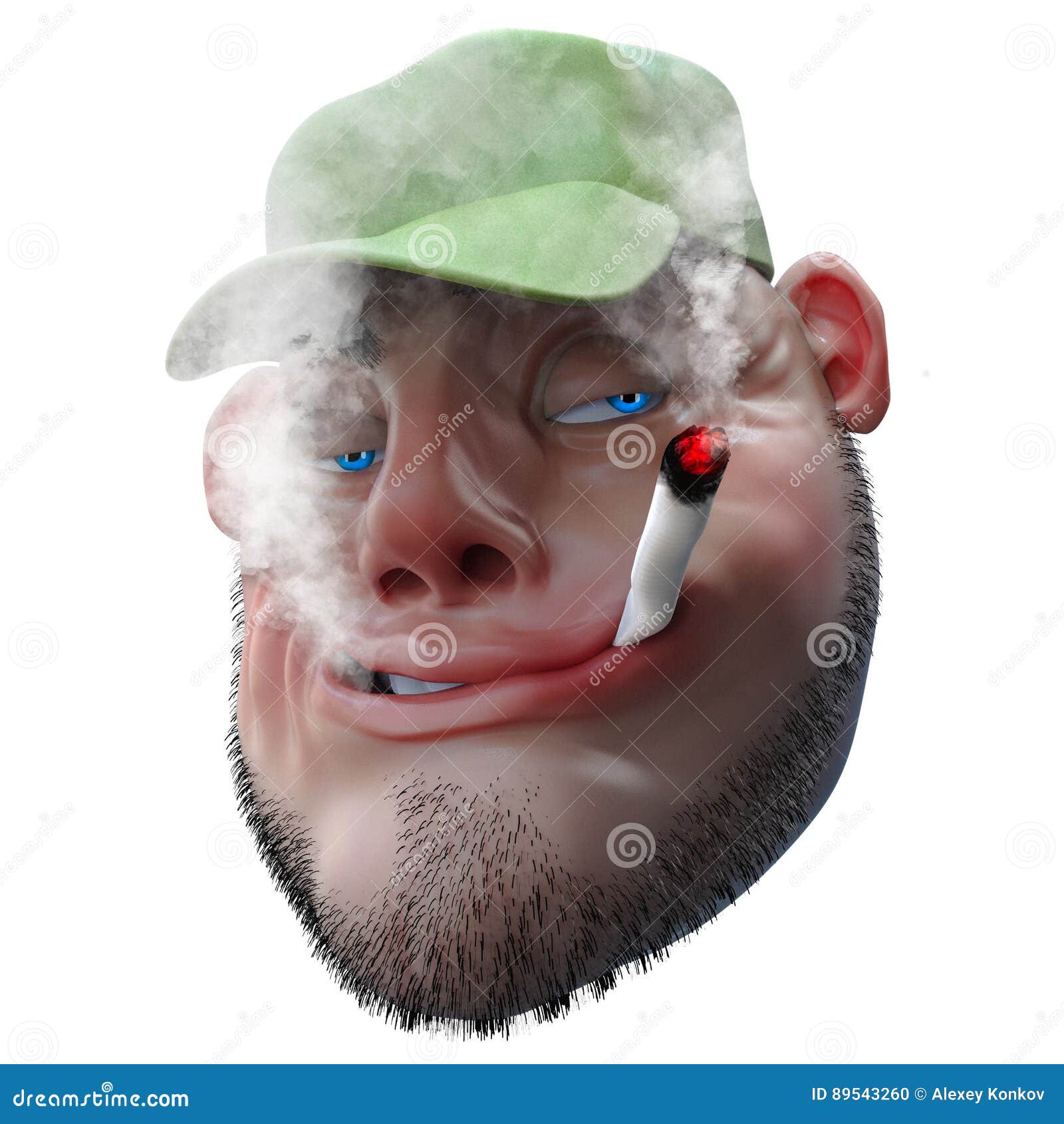 Cartoon Man Smoking Weed Joint. 3D Illustration Stock Illustration ...