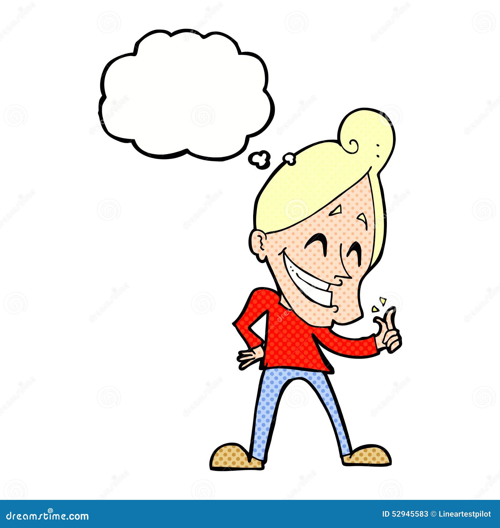 Cartoon Man Snapping Fingers with Thought Bubble Stock Illustration ...