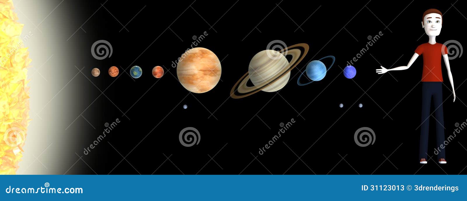 Cartoon Man with Solar System Stock Illustration - Illustration of ...
