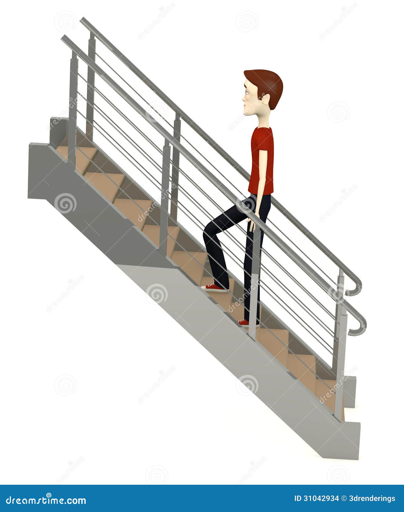 Cartoon man on stairs stock illustration. Illustration of business ...
