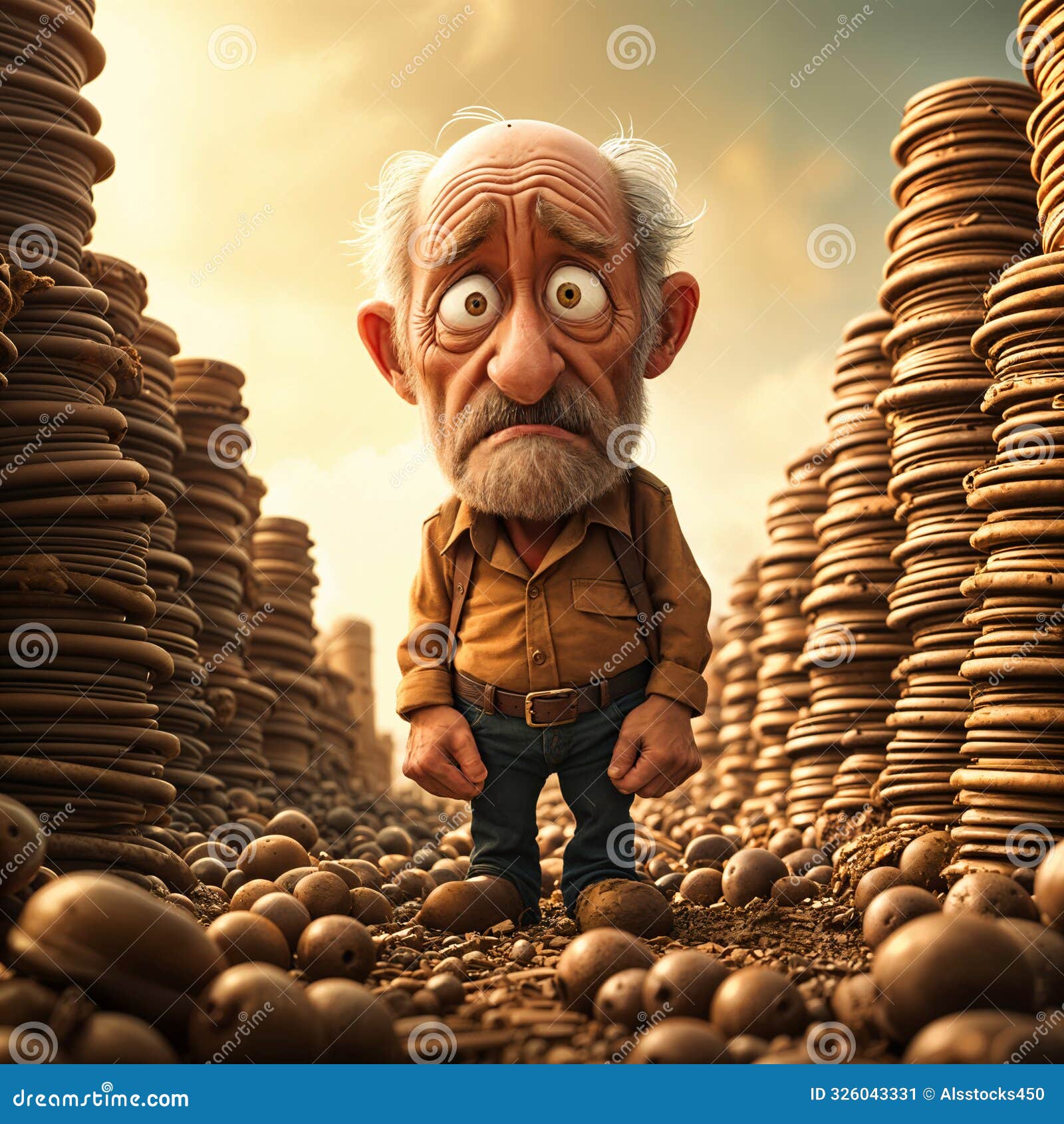 Cartoon Man Standing in Front of Stacks of Pancakes Stock Illustration ...