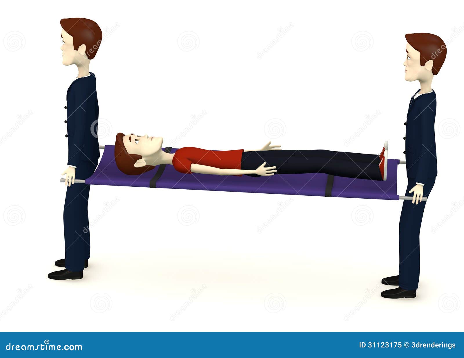 Cartoon man on stretcher stock illustration. Illustration of male ...